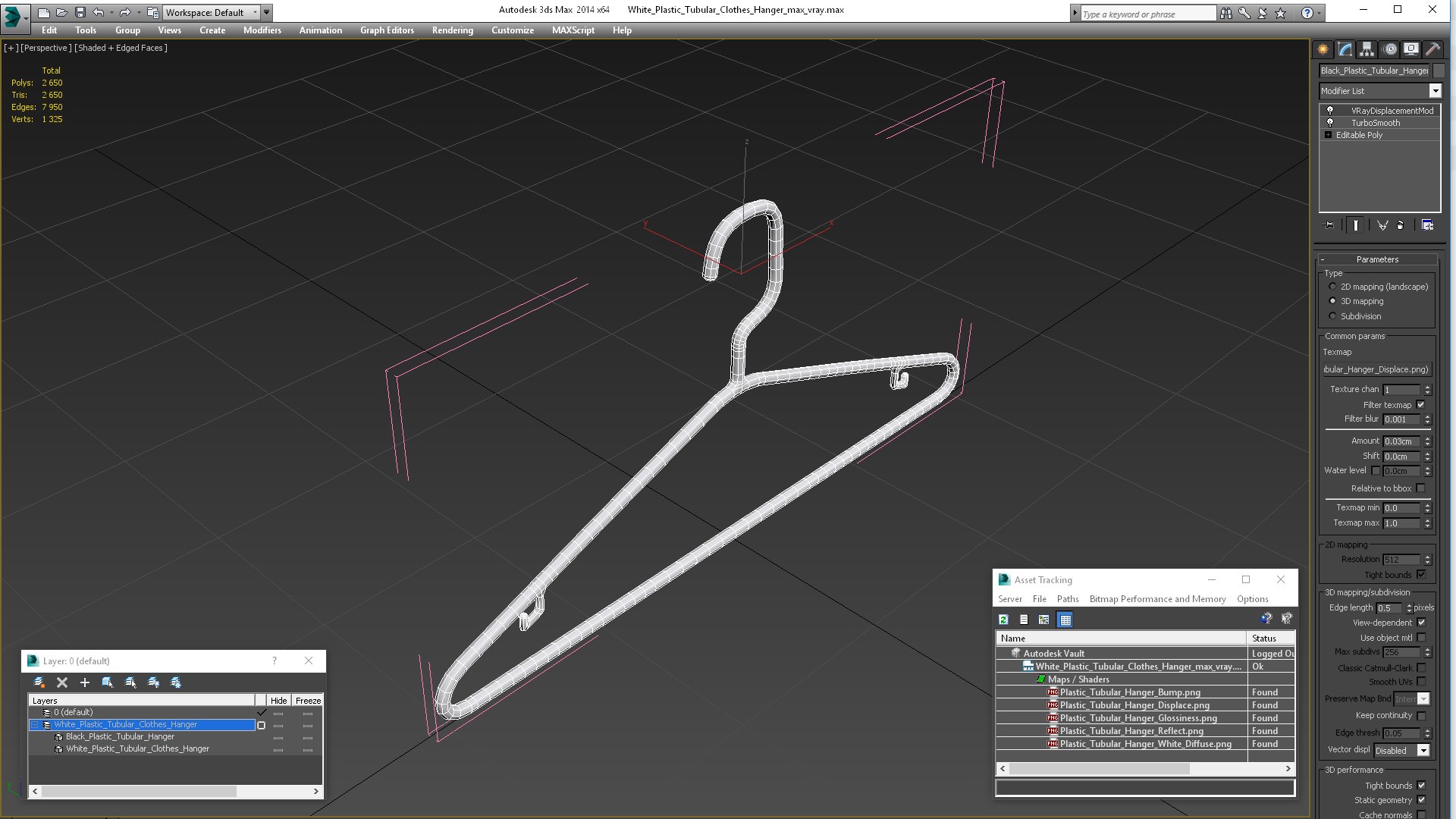 3D Model White Plastic Tubular Clothes Hanger - TurboSquid 2135182