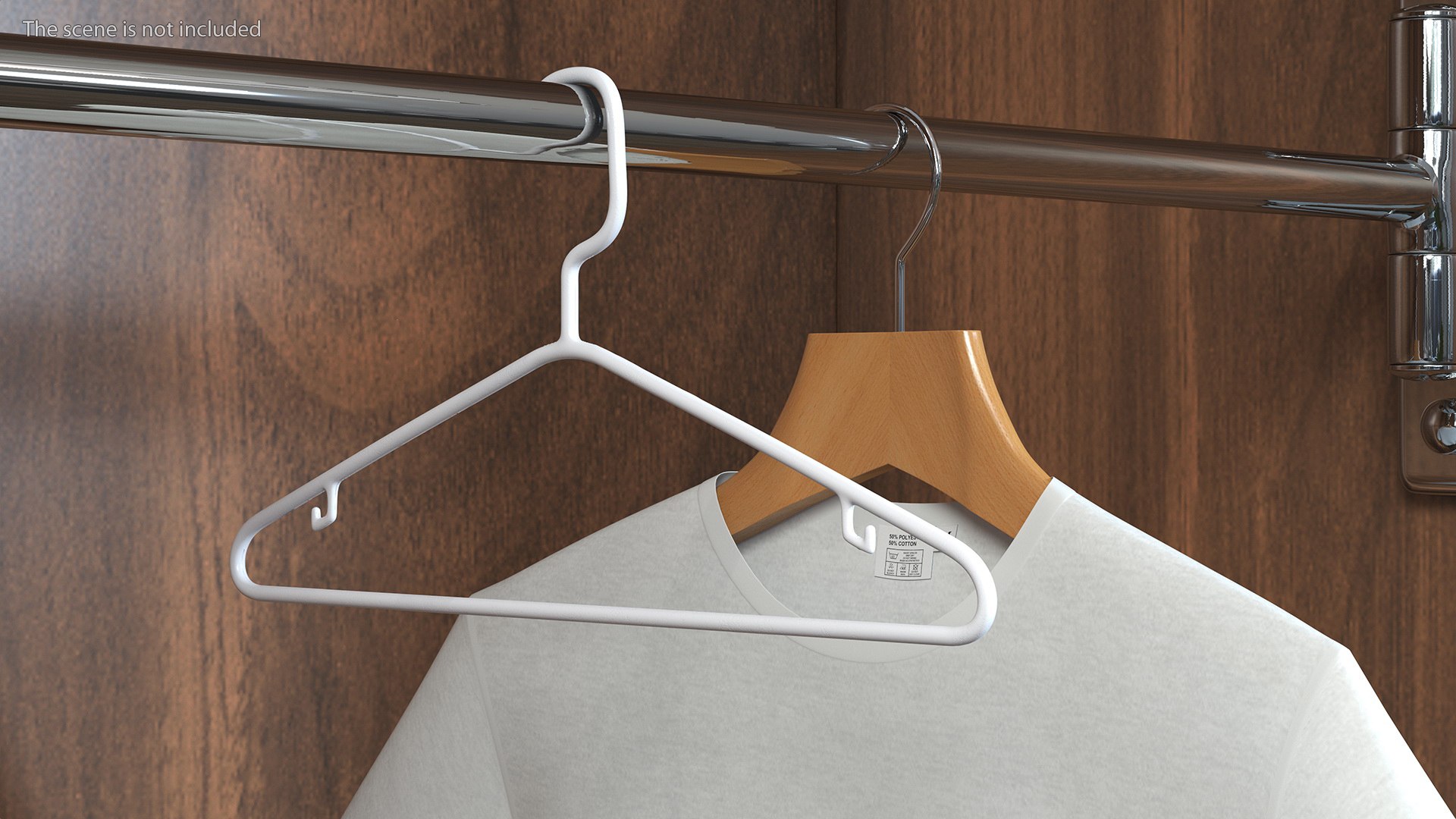 3D Model White Plastic Tubular Clothes Hanger - TurboSquid 2135182