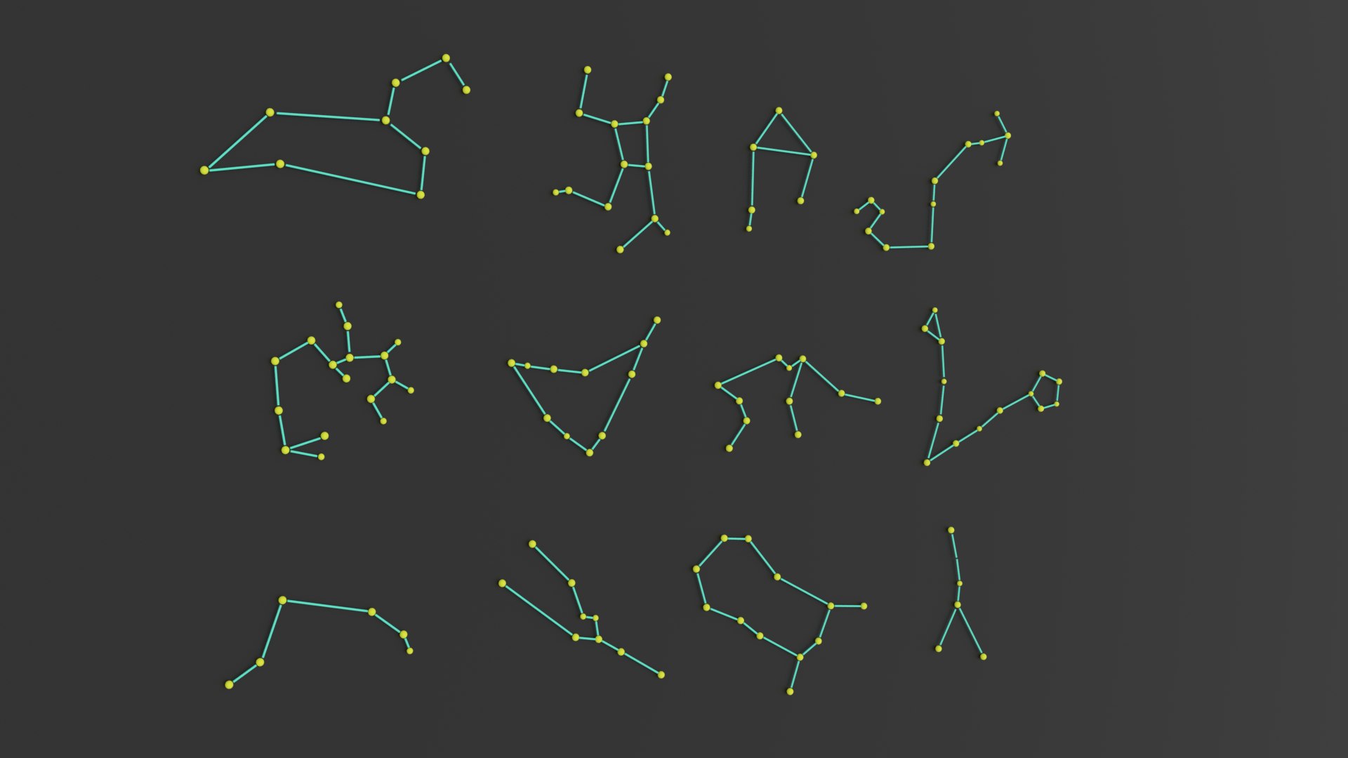 12 Horoscope Zodiac Constellation Pack 3D Model - TurboSquid 2035882