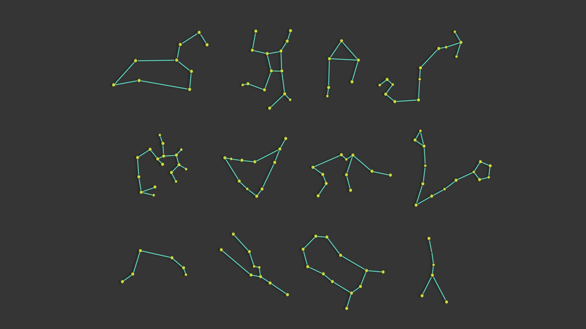 12 Horoscope Zodiac Constellation Pack 3D Model - TurboSquid 2035882