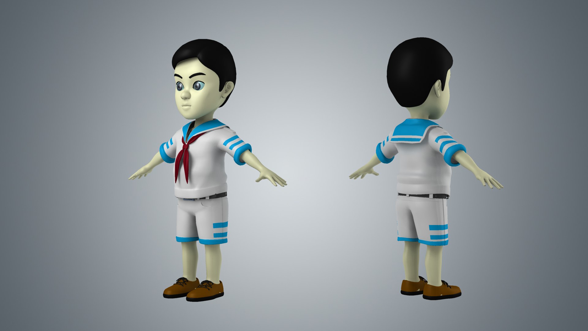 3D Animated Pupils Students Passersby Little Boy Cartoon Character ...