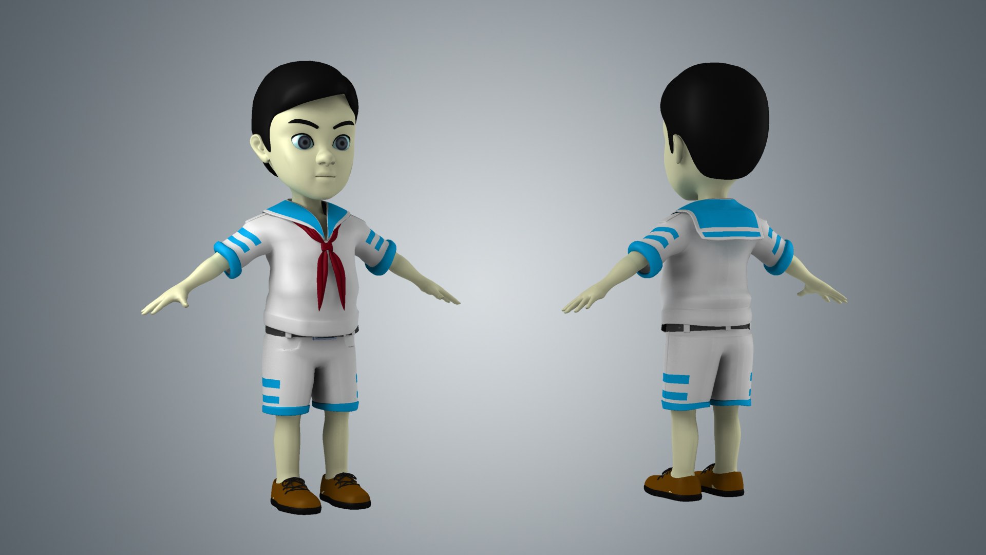 3D Animated Pupils Students Passersby Little Boy Cartoon Character ...