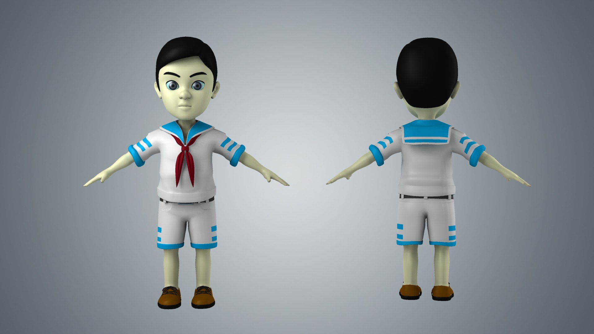 3D Animated Pupils Students Passersby Little Boy Cartoon Character ...