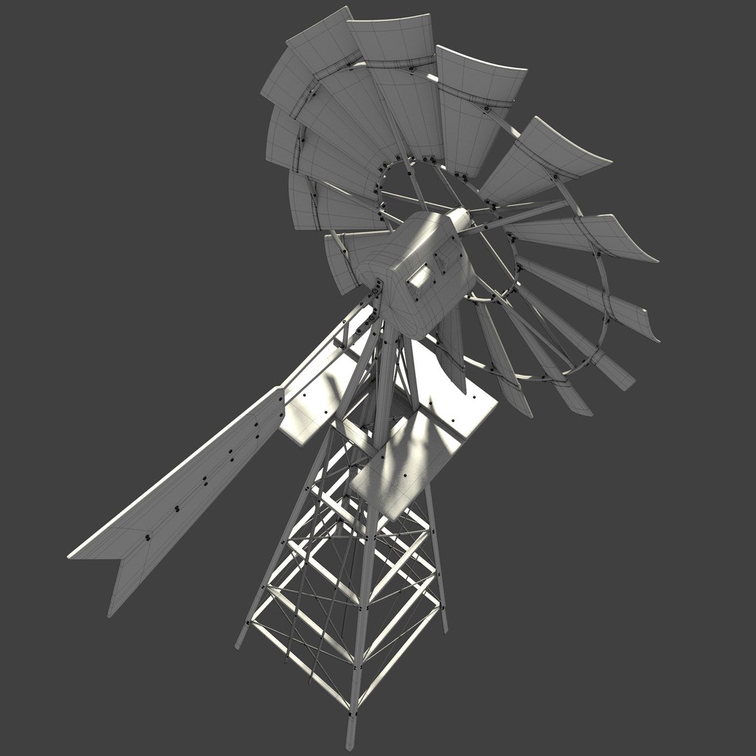 3d Model Old Metal Windmill Wooden