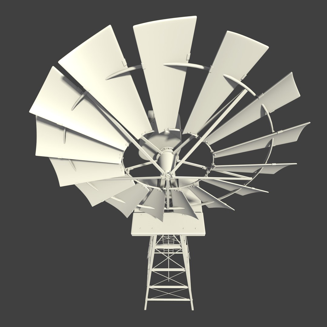 3d Model Old Metal Windmill Wooden