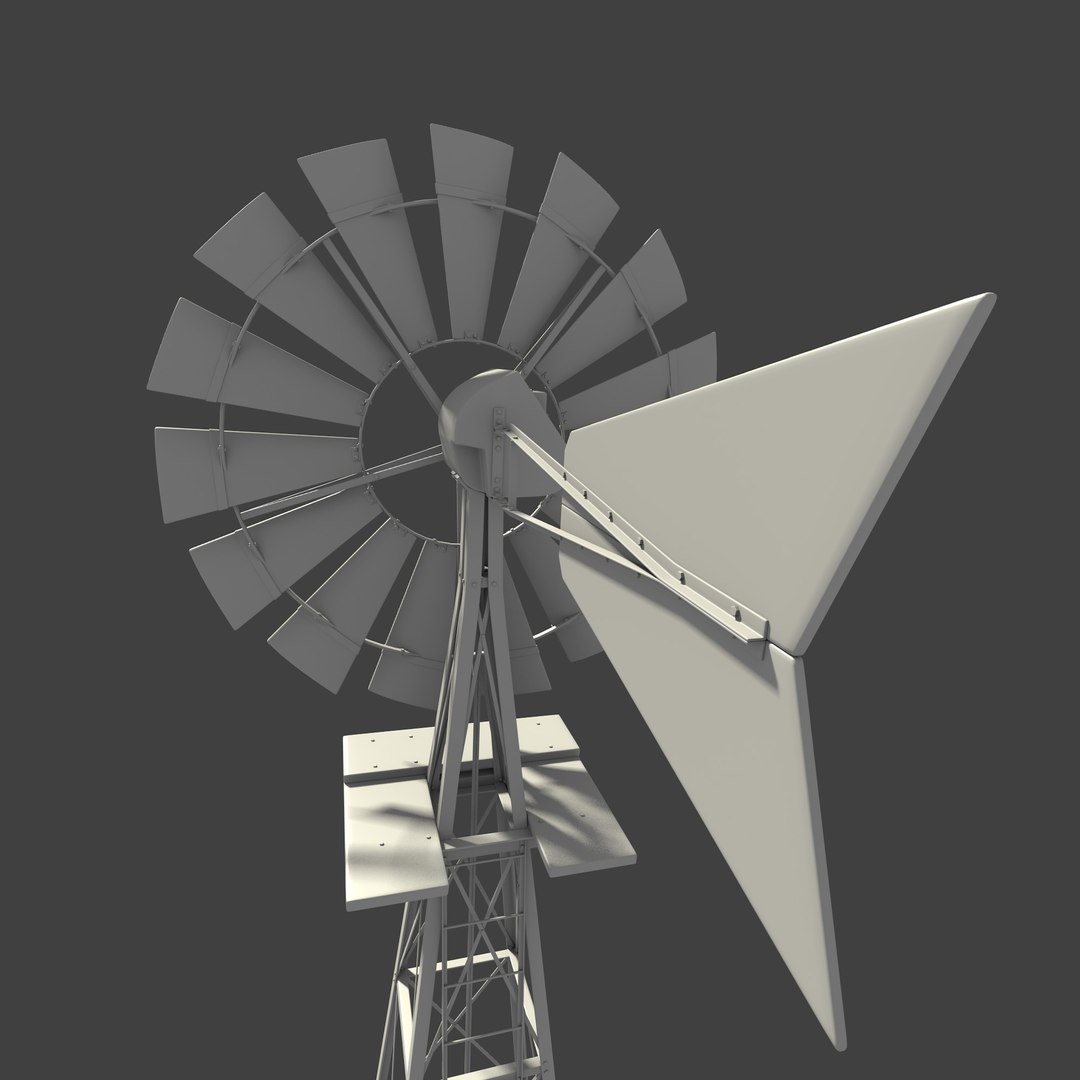 3d Model Old Metal Windmill Wooden