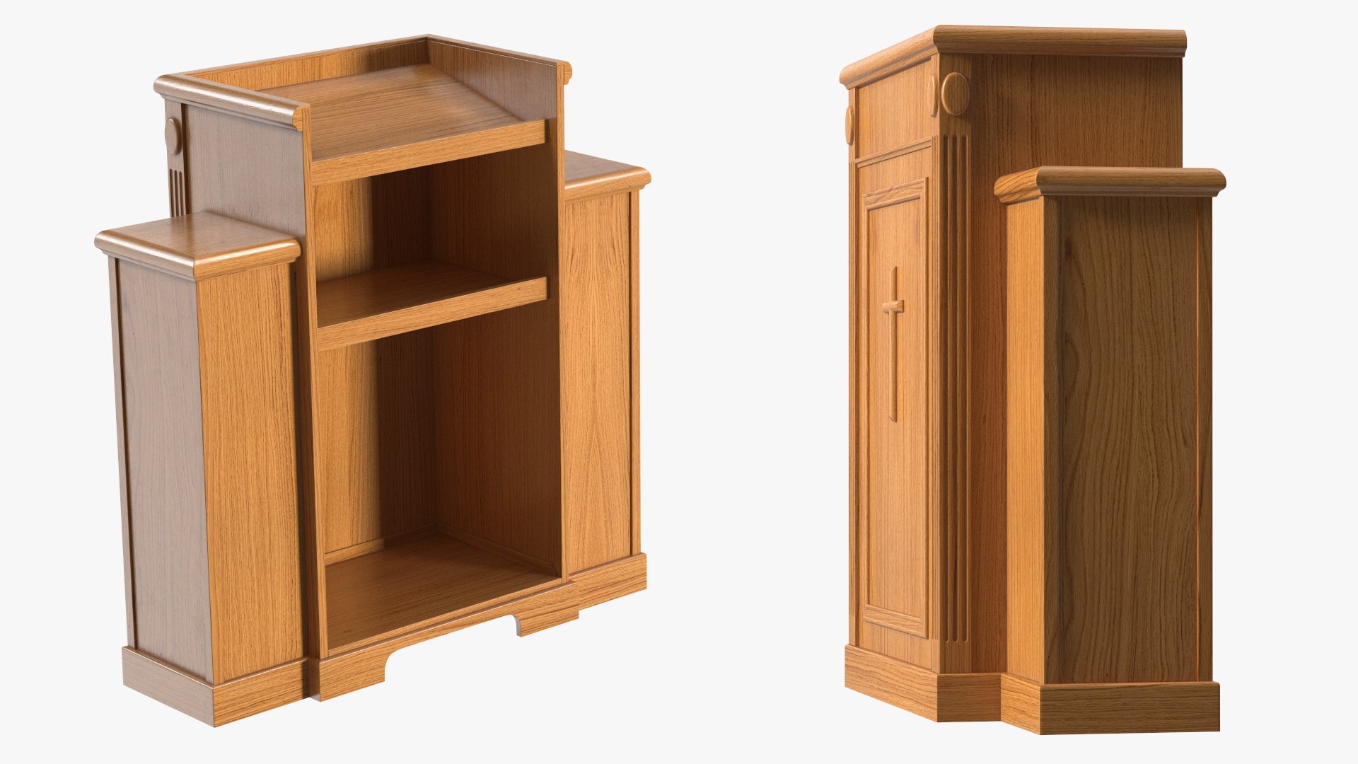 Church Oak Pulpit Light Wood With Cross For 3D Print 3D Model ...