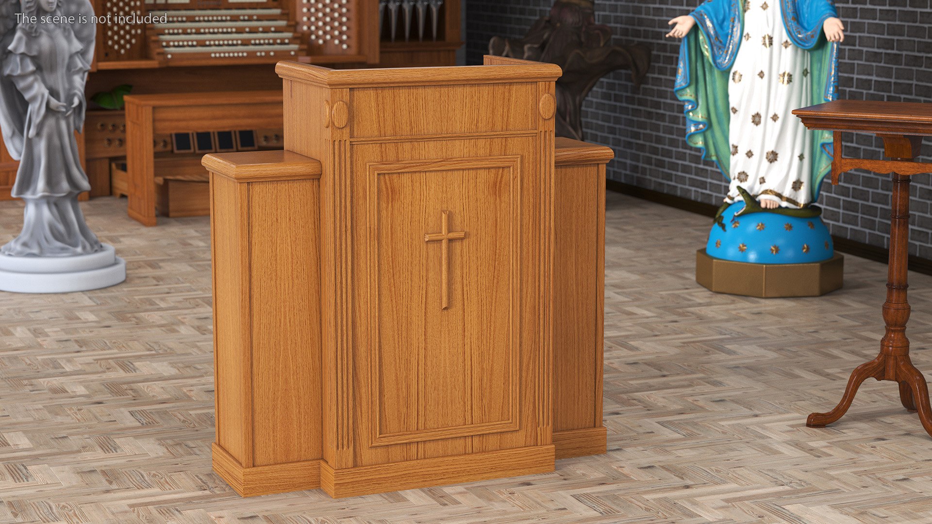 Church Oak Pulpit Light Wood With Cross For 3D Print 3D Model ...