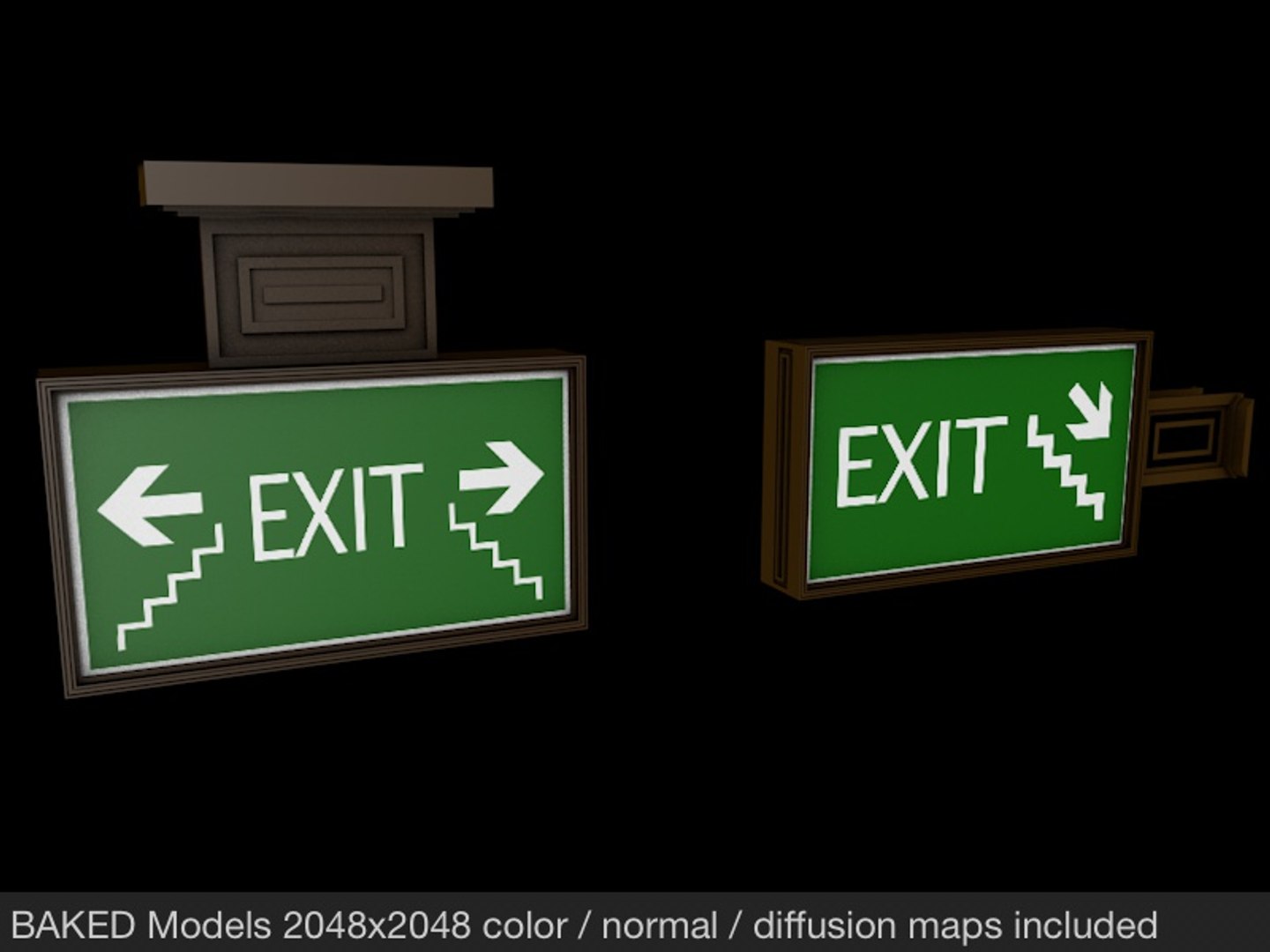 games exit sign 3d obj