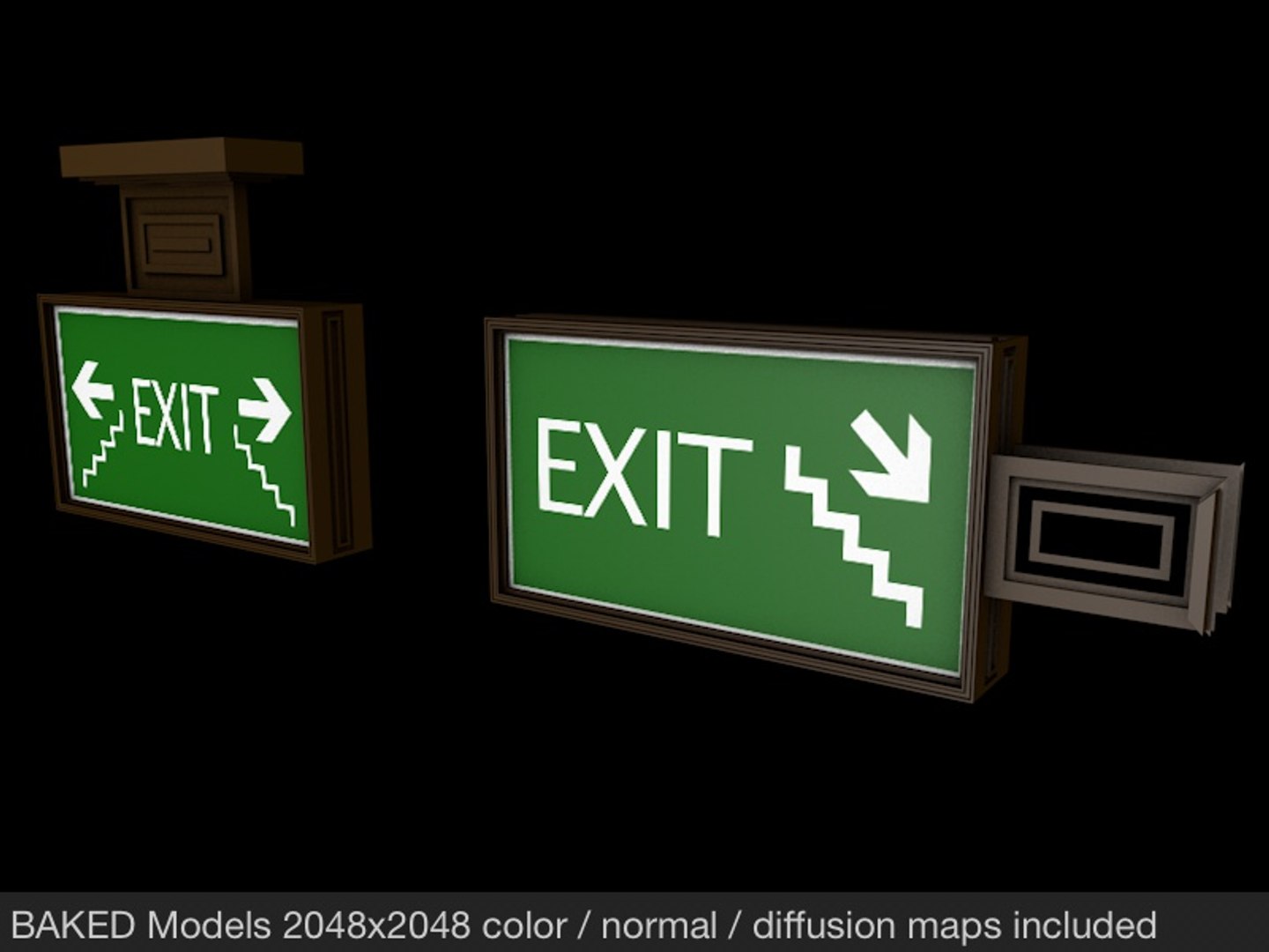 games exit sign 3d obj