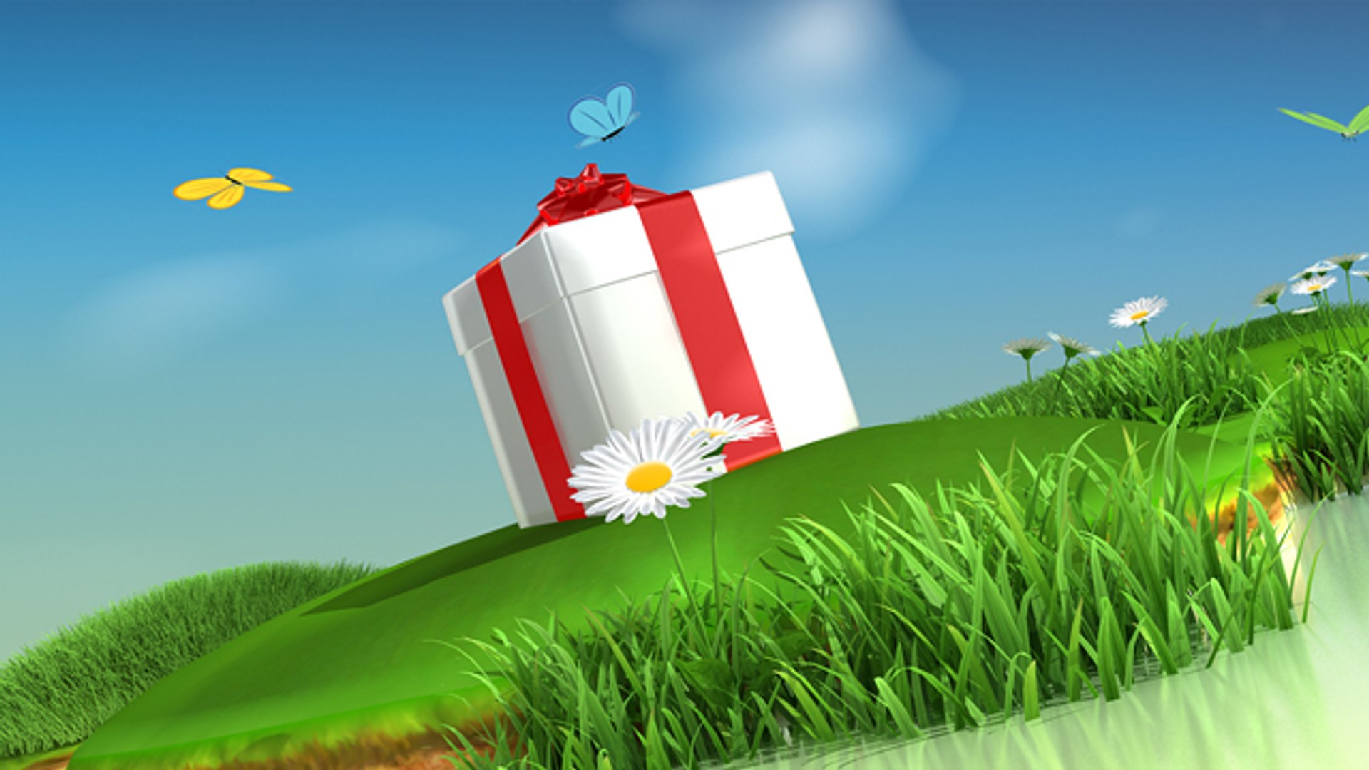 3d Model Spring Gift Box Flowers