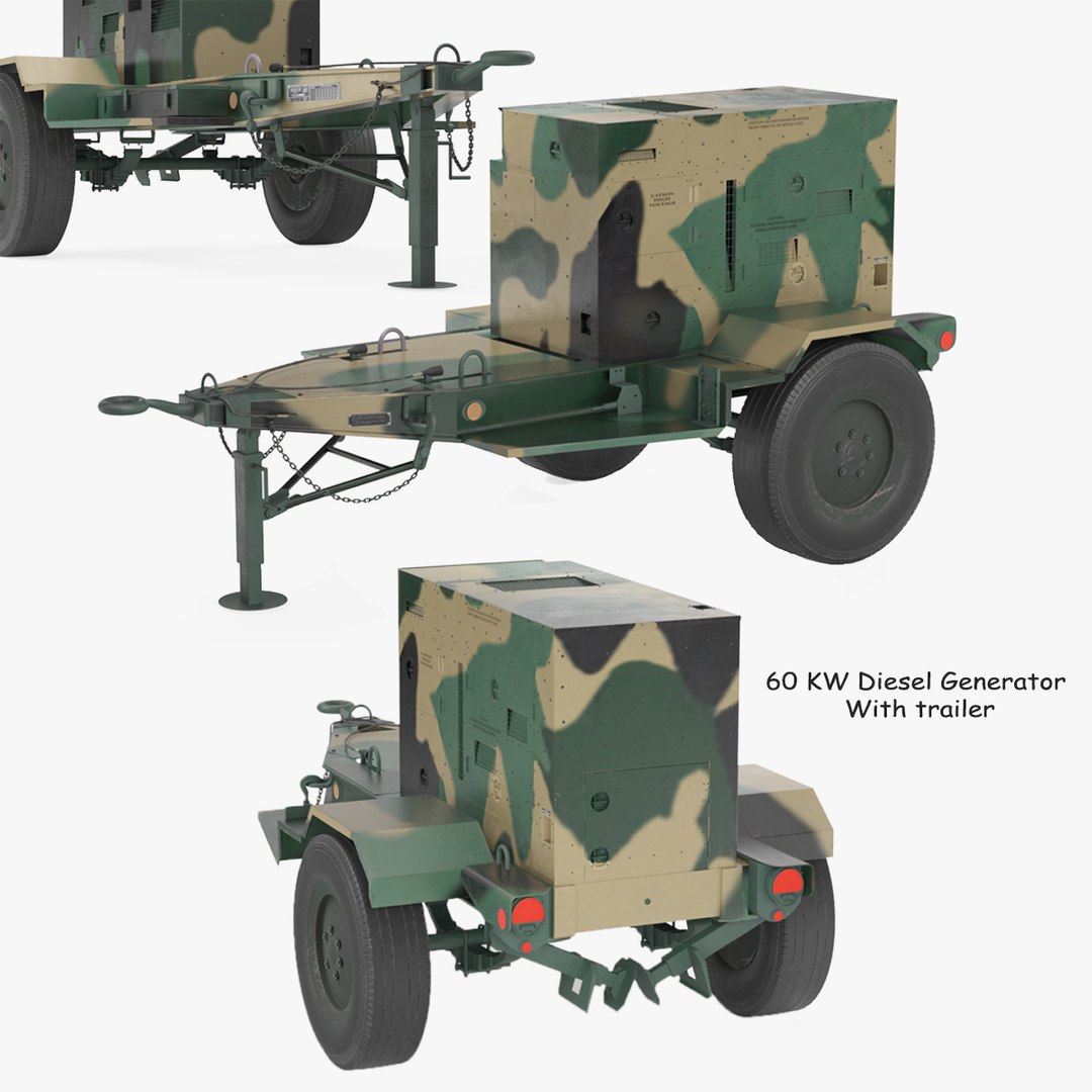 60 KW Diesel Generator With Military Trailer 3D - TurboSquid 2153386