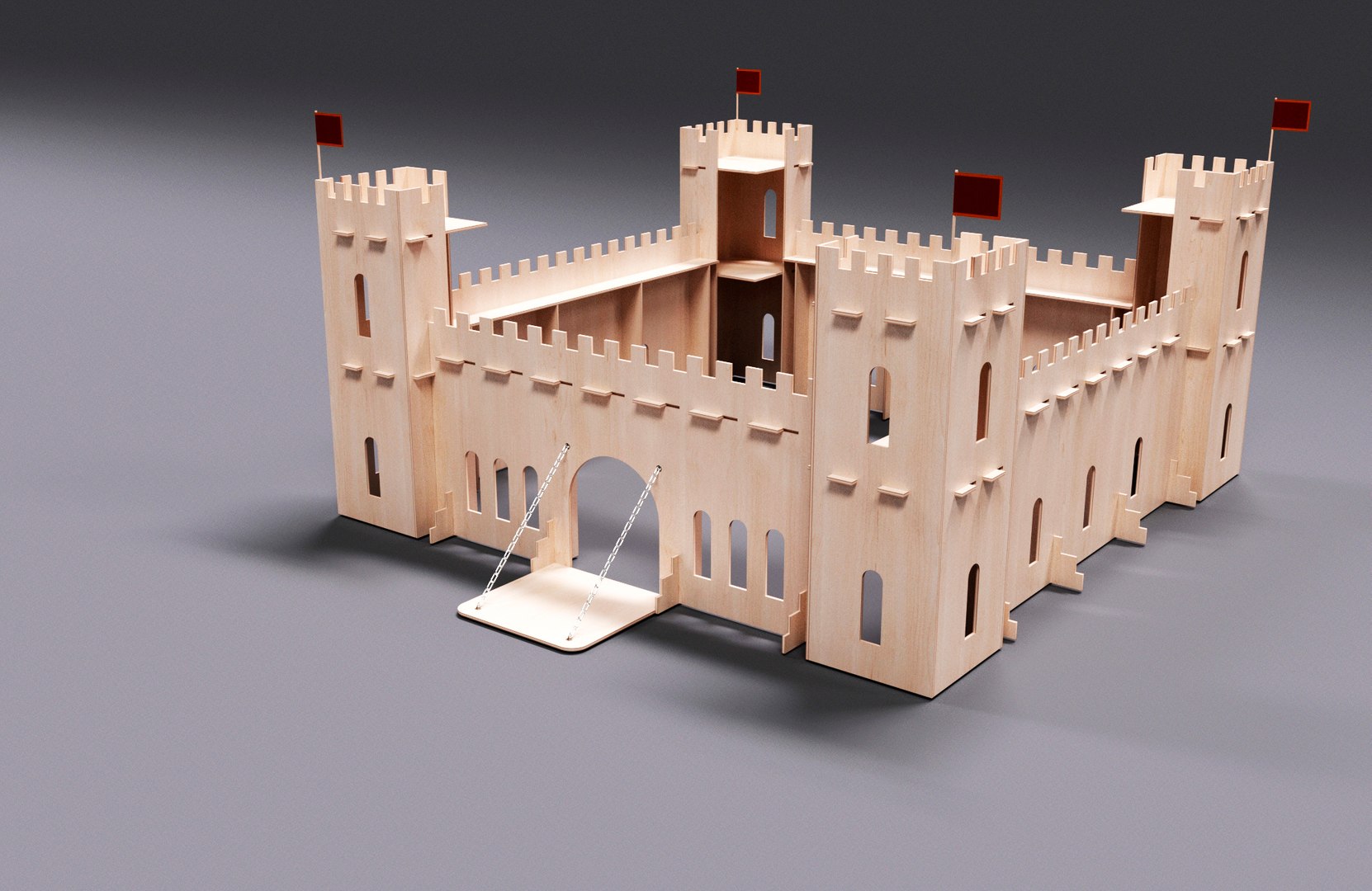 Toy Medieval Castle Plywood 3D Model - TurboSquid 1537945