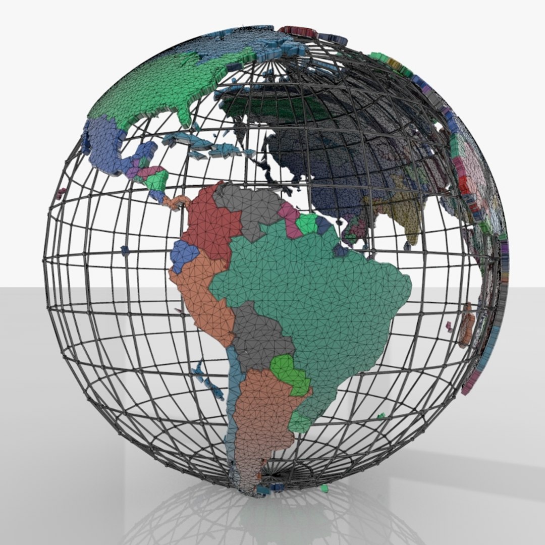 Extruded Administrative World 3d Model