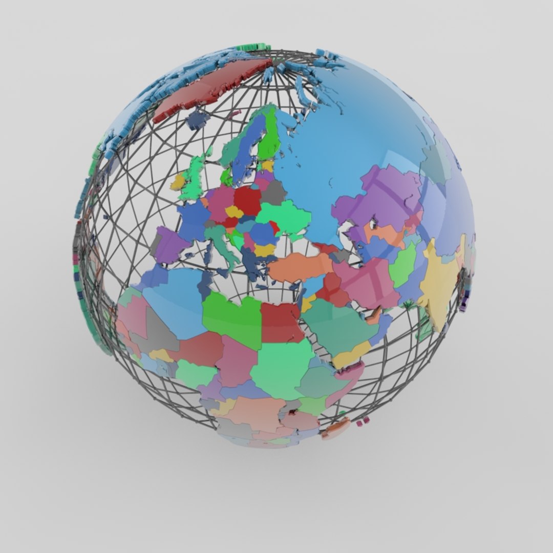 Extruded Administrative World 3d Model