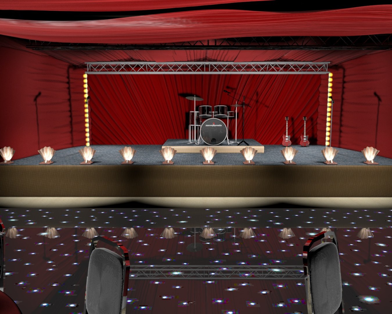 Stage Footlights Shell Shape 3d 3ds