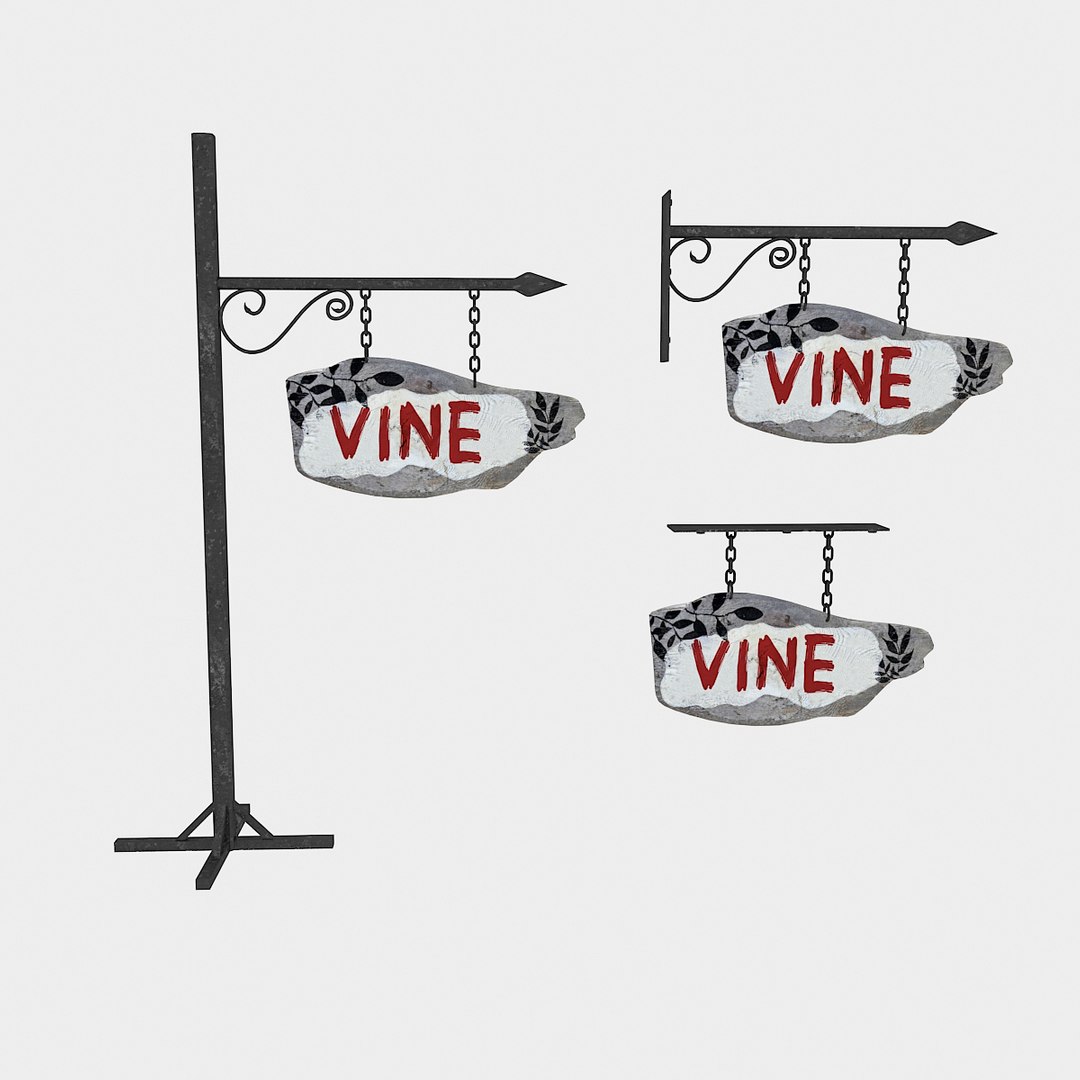 3D model old wooden vine sign - TurboSquid 1648695