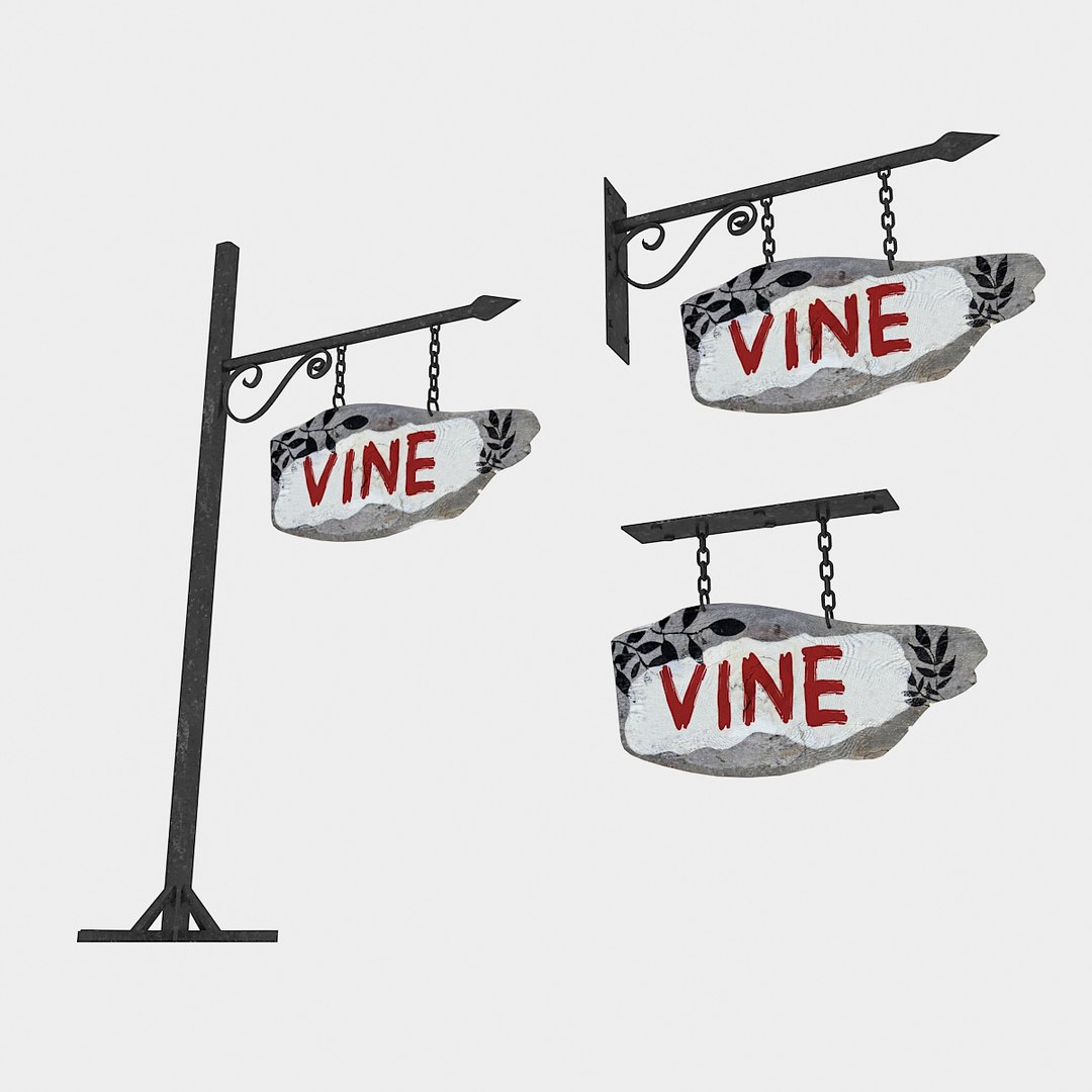 3D model old wooden vine sign - TurboSquid 1648695