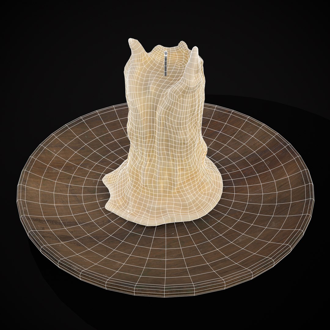 Candle on Wooden Plate 3D - TurboSquid 2097316