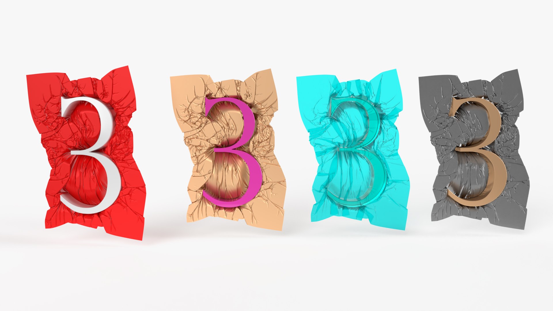 Number 3 Fabric Draped 3D Model - TurboSquid 1711920