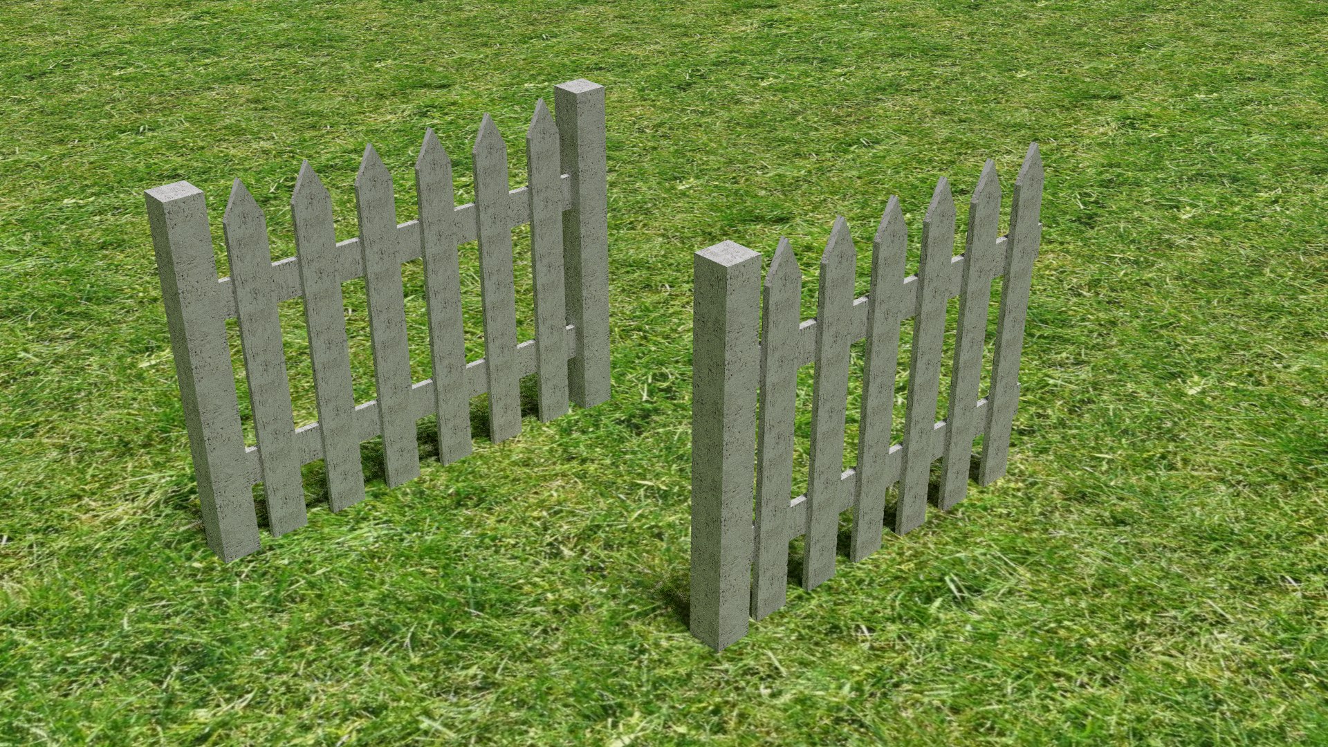 Free Obj Model White Picket Fence
