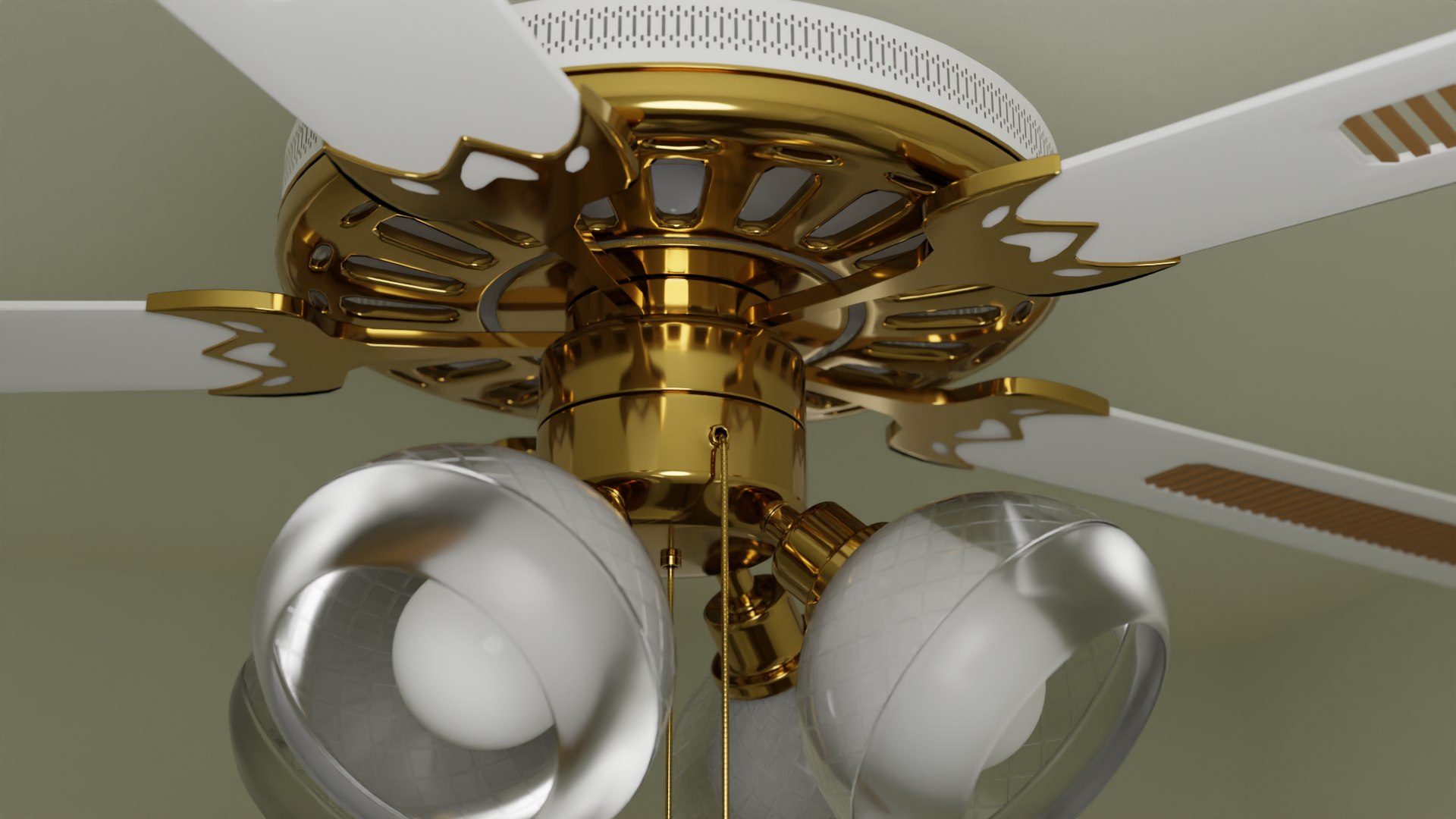 Retro Golden Ceiling Fan 3D Model - TurboSquid 1792412