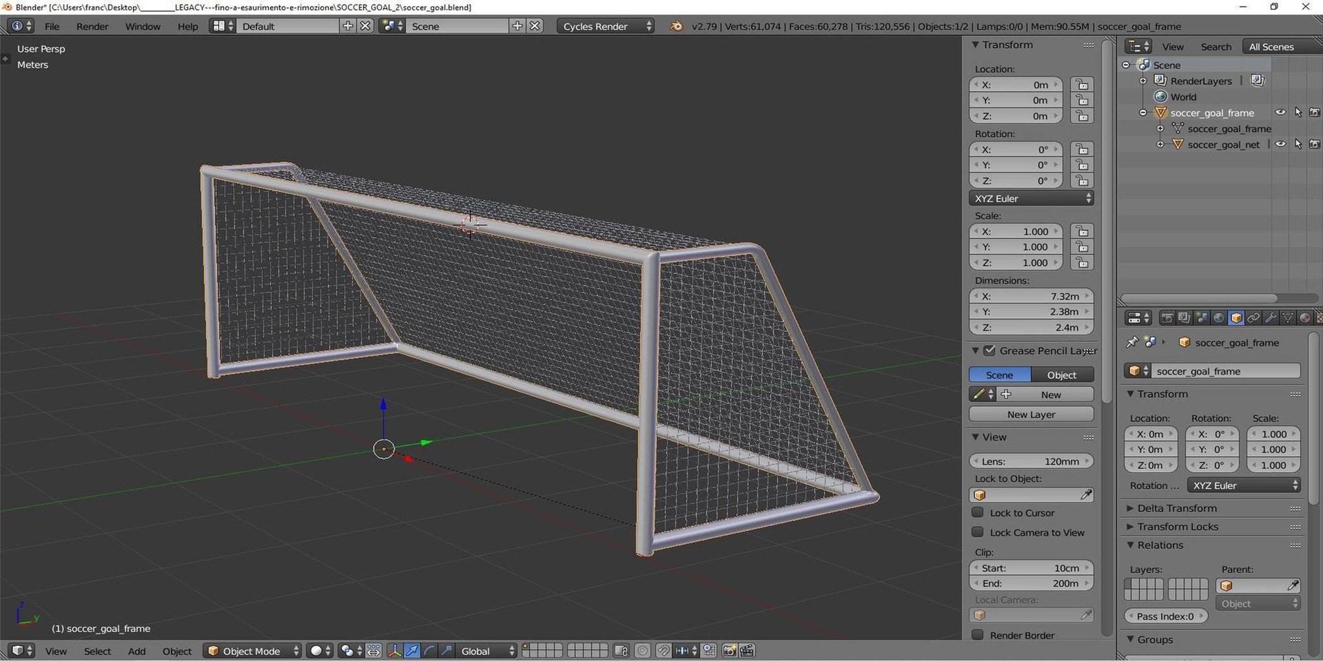 3d Soccer Goal 2 Model