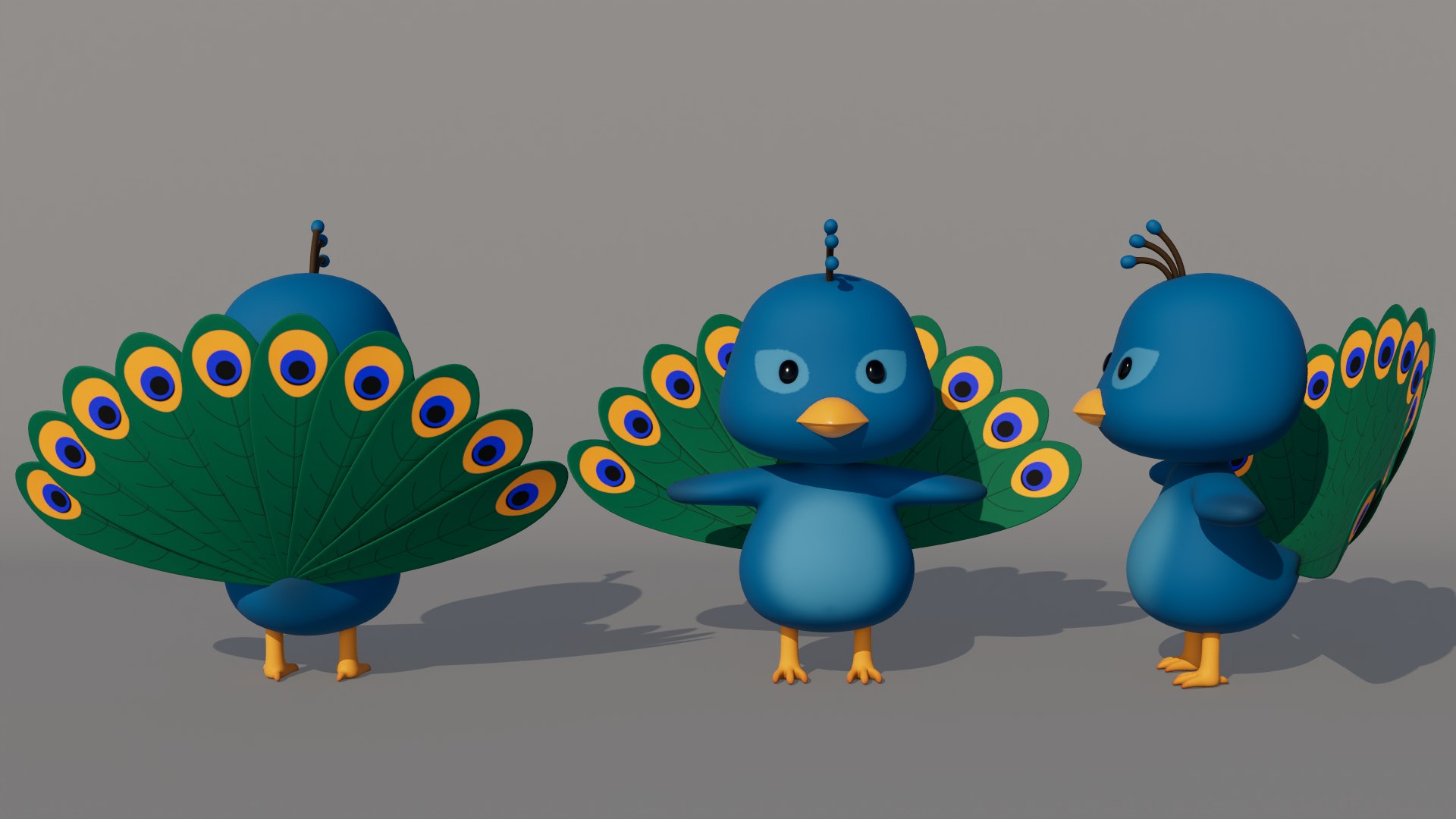3D Rigged Cartoon Peacock - TurboSquid 2238156
