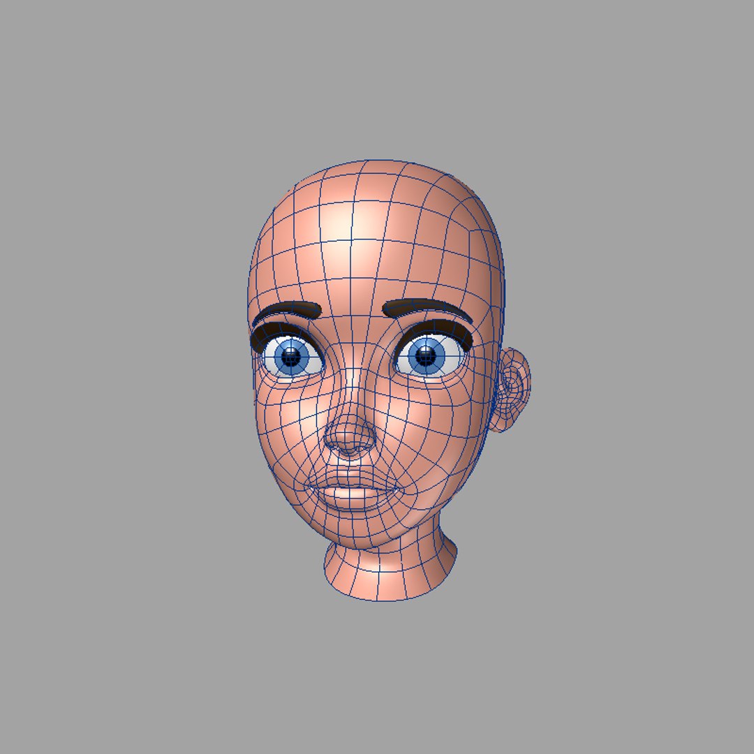 Cartoon woman face model - TurboSquid 1205957