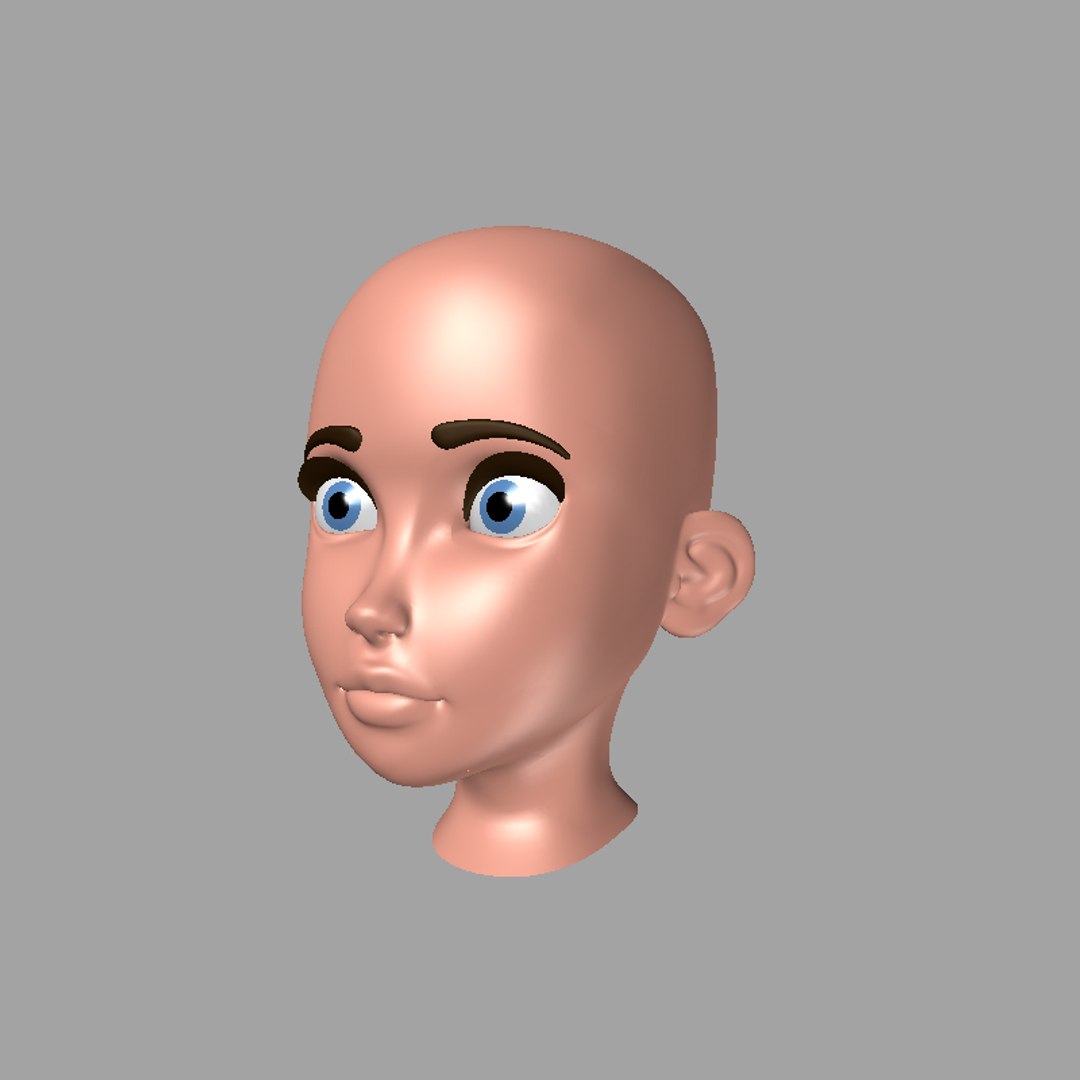 Cartoon woman face model - TurboSquid 1205957