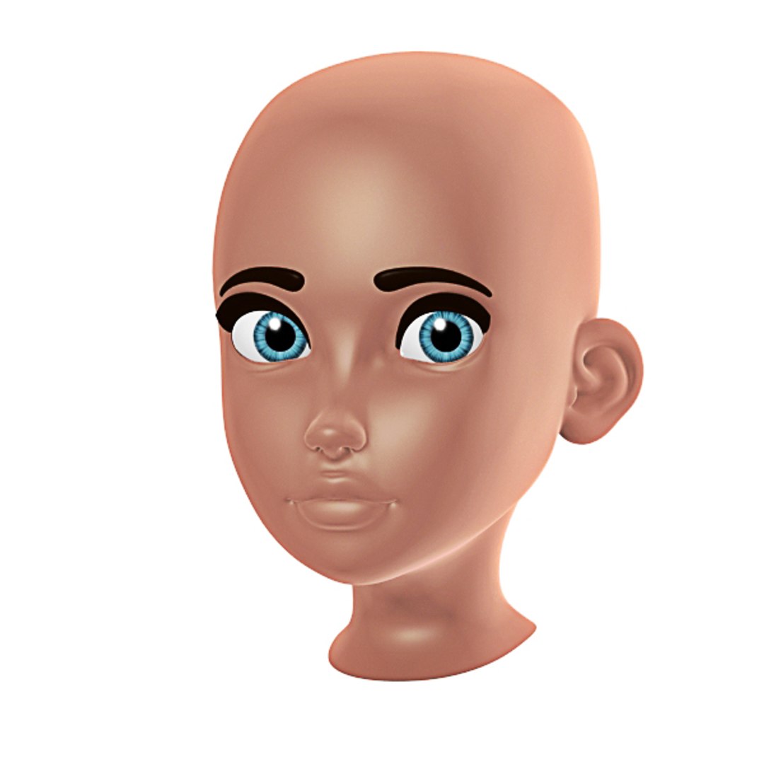 Cartoon woman face model - TurboSquid 1205957