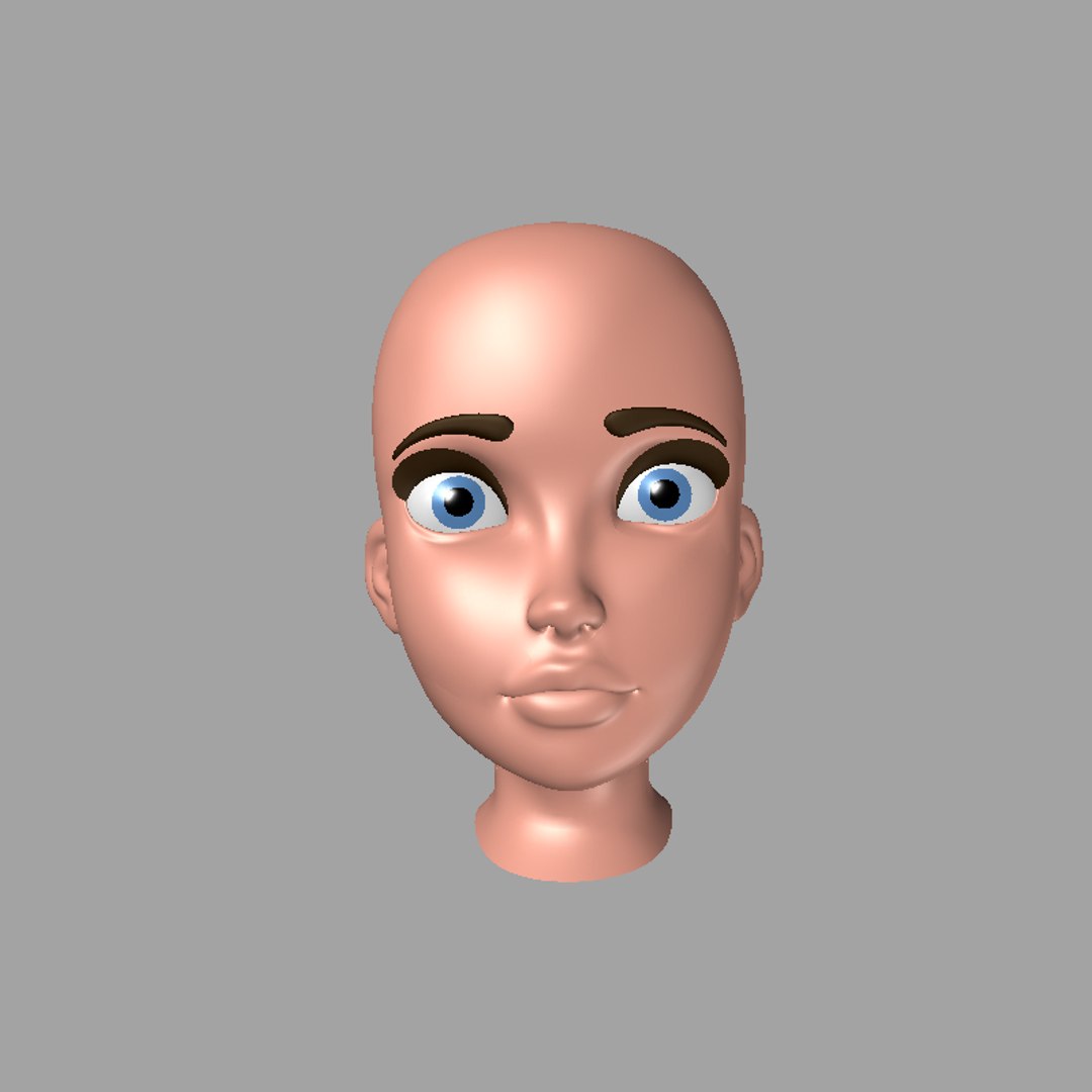 Cartoon woman face model - TurboSquid 1205957