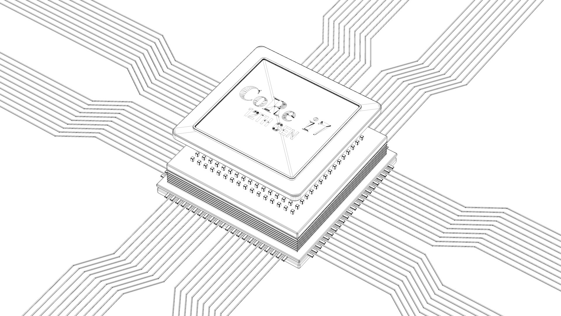 3D C4D Octane CPU chip core capacitance unreal Circuit board ...