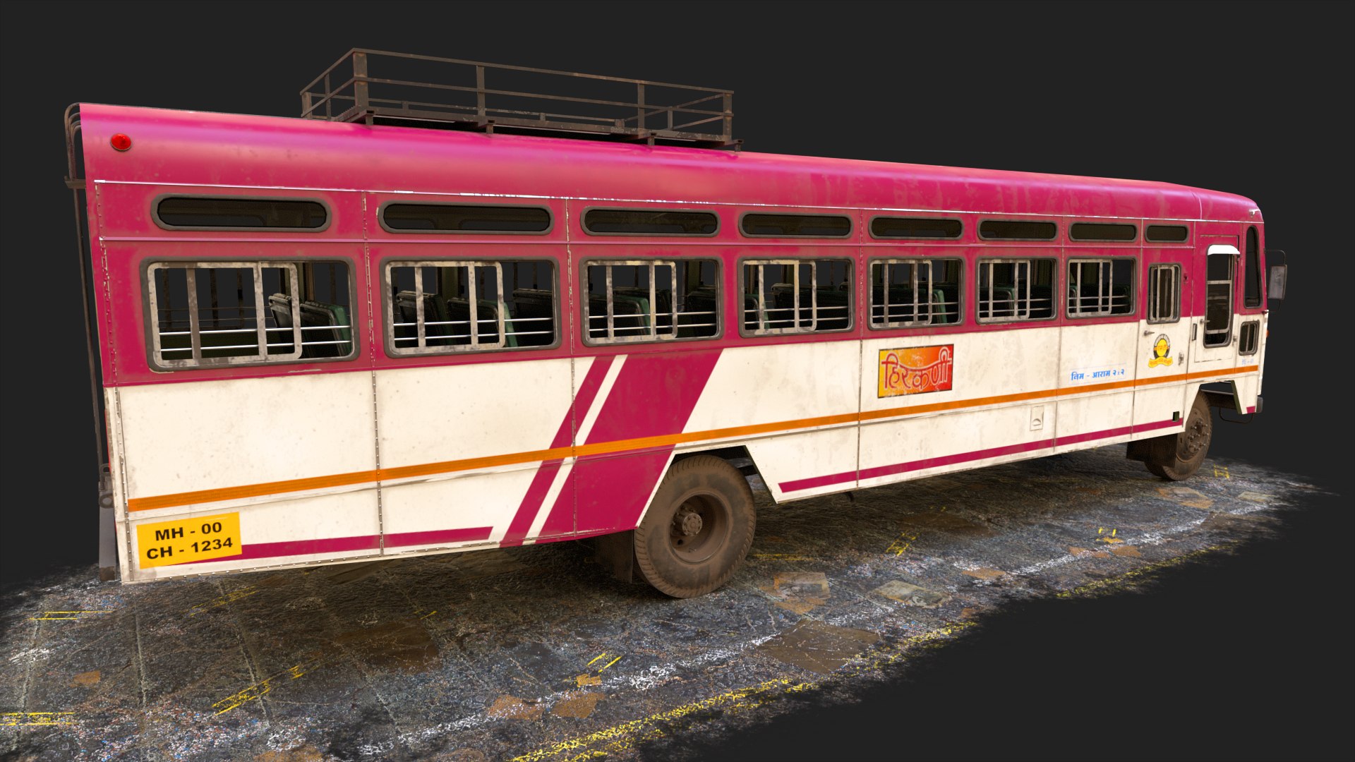India Bus V2 Purple White 3D - TurboSquid 2286529