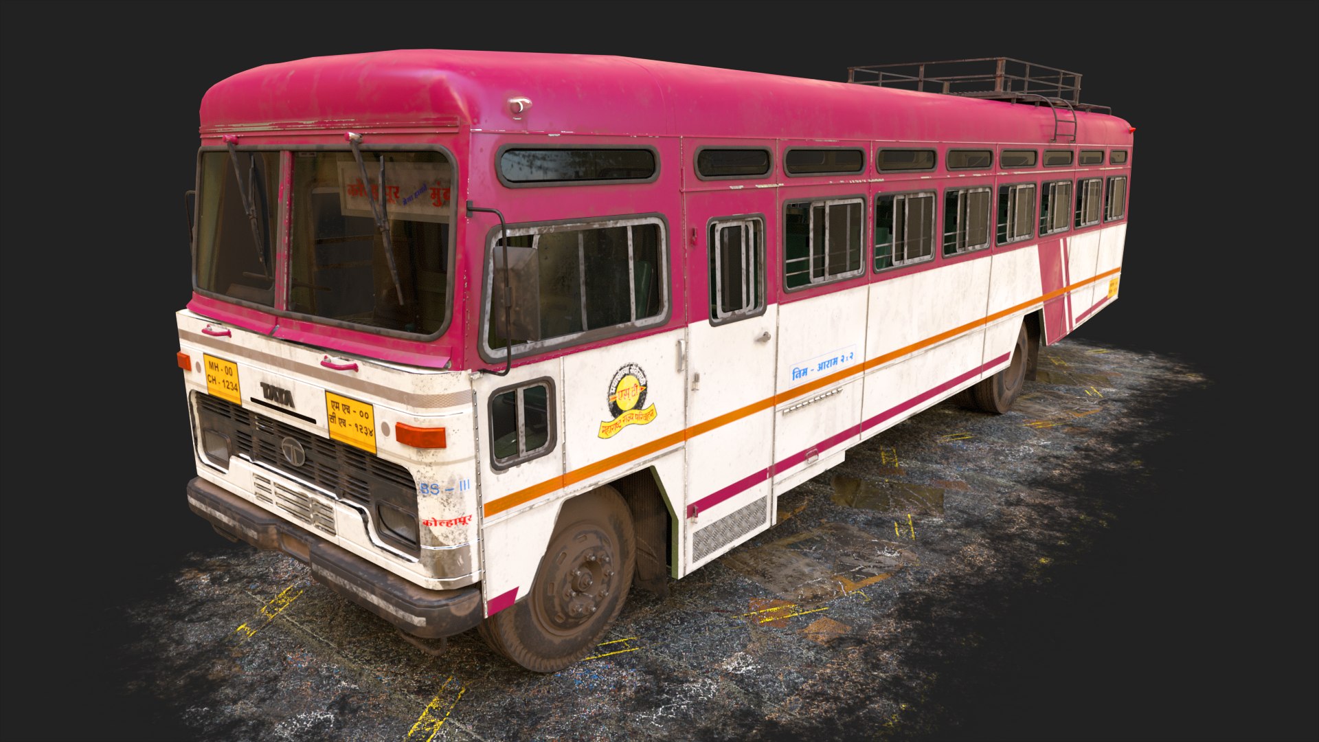 India Bus V2 Purple White 3D - TurboSquid 2286529