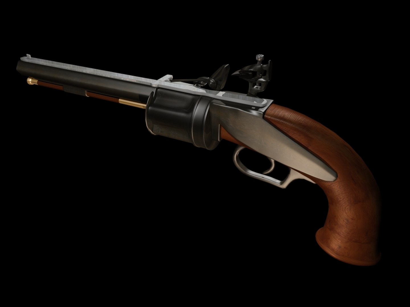 1820 Collier Flintlock Revolver 3d Max