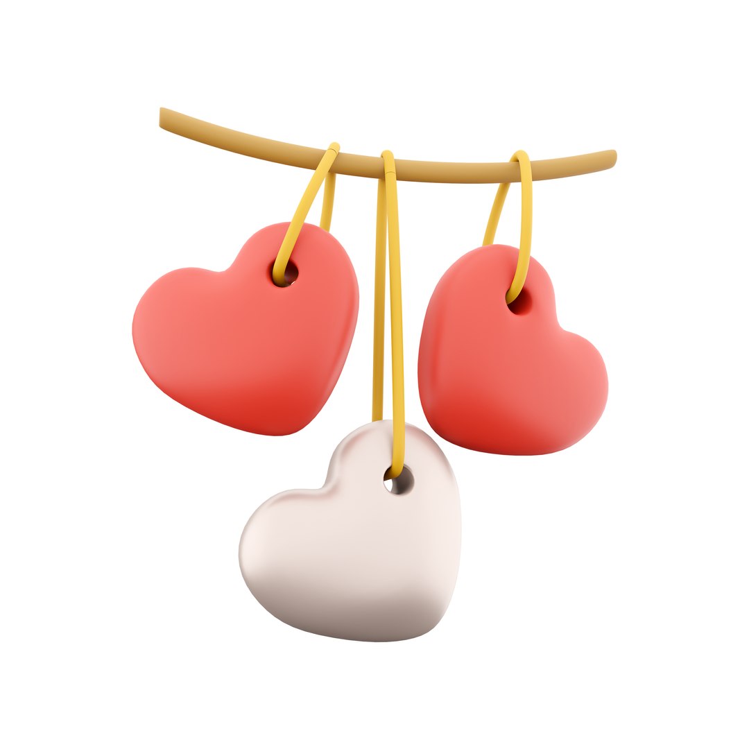 Hanging Hearts Icon 3D - TurboSquid 2045847