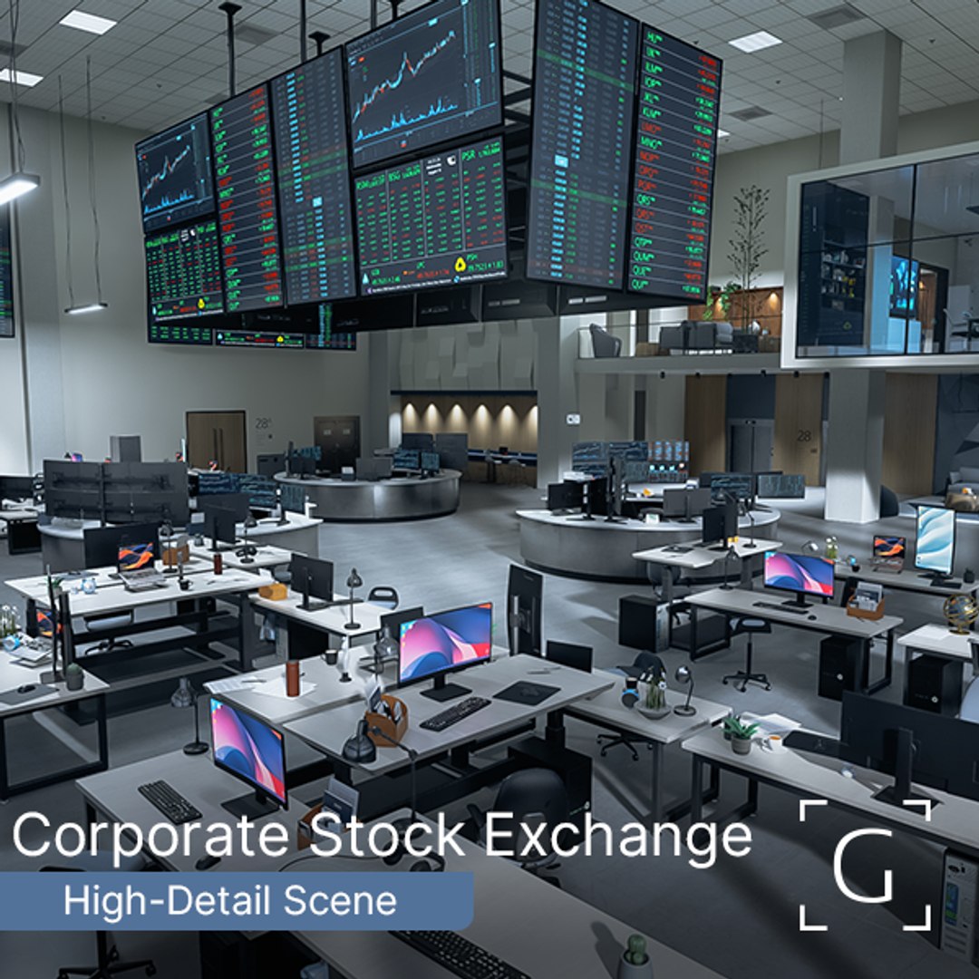 3D Corporate Stock Exchange Office 3D Environment Model - TurboSquid ...