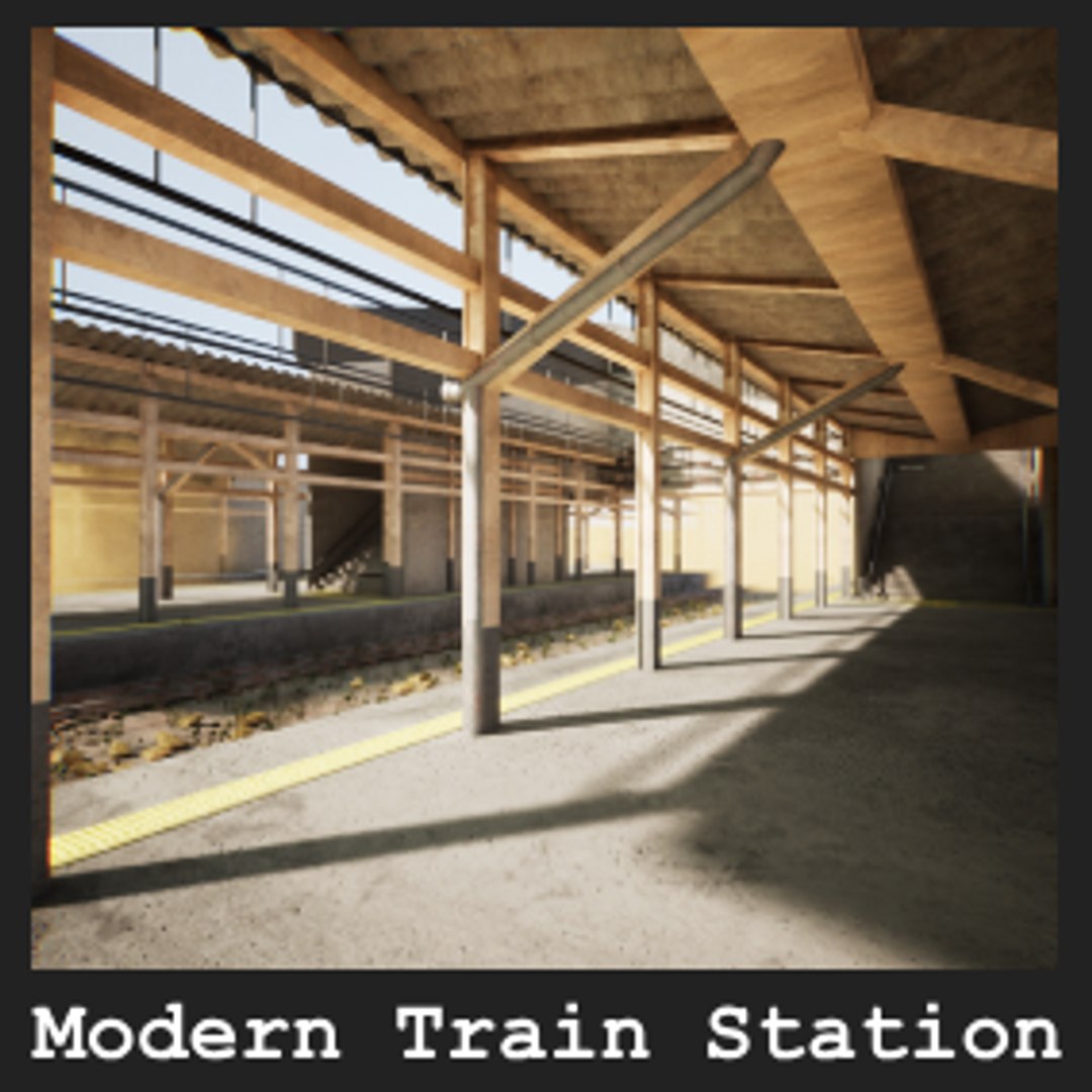 3D Modern Train Station 33 Assets - TurboSquid 2197417