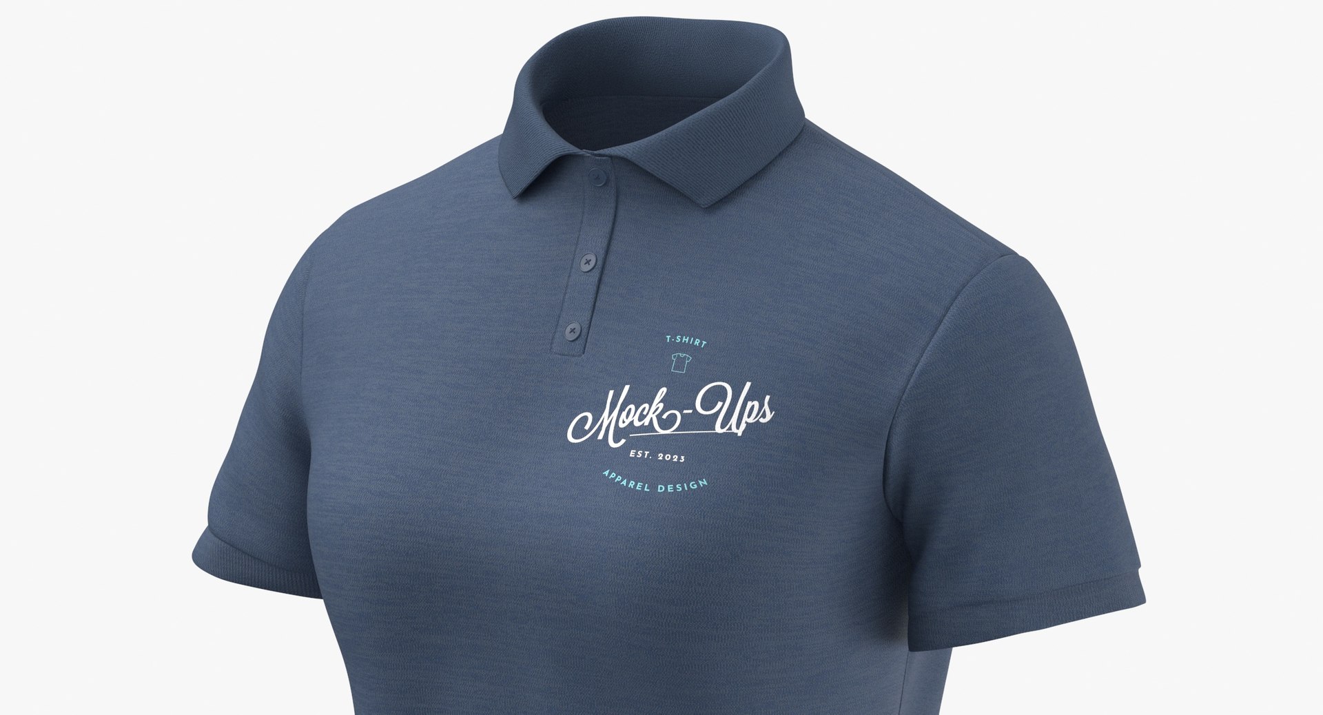 Polo Shirts Worn Female Buttoned Pose 01 Blank White And Branded ...