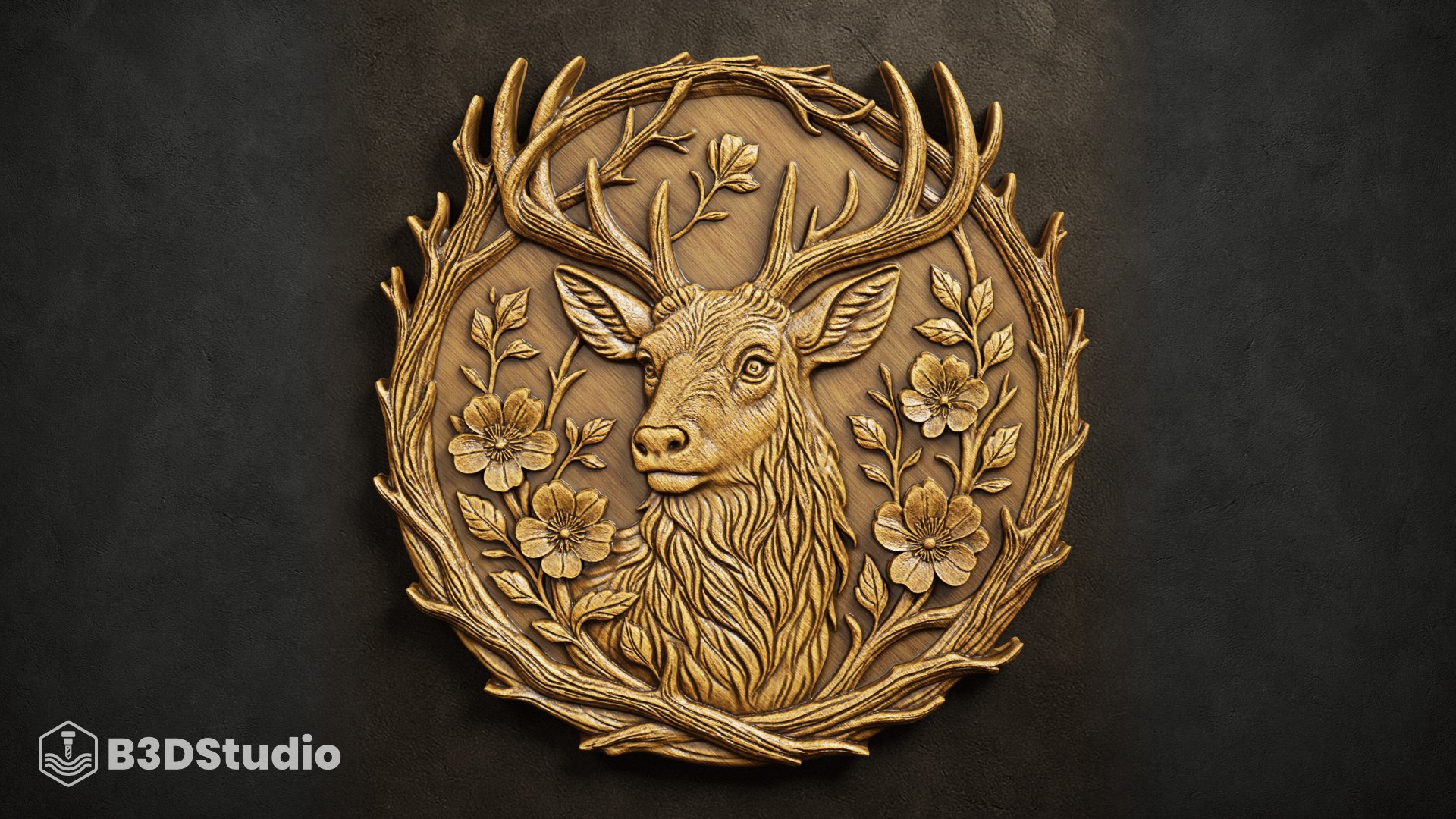 3D Model Deer Relief 3D Model For CNC Laser Engraving 3D Printing ...