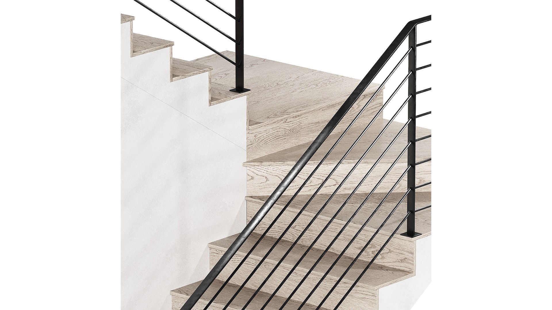 Stairs Modular Kit Wooden Steps Metal Railings 2 Color Options ...