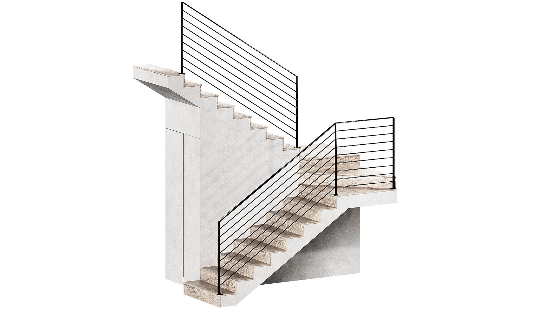 Stairs Modular Kit Wooden Steps Metal Railings 2 Color Options ...