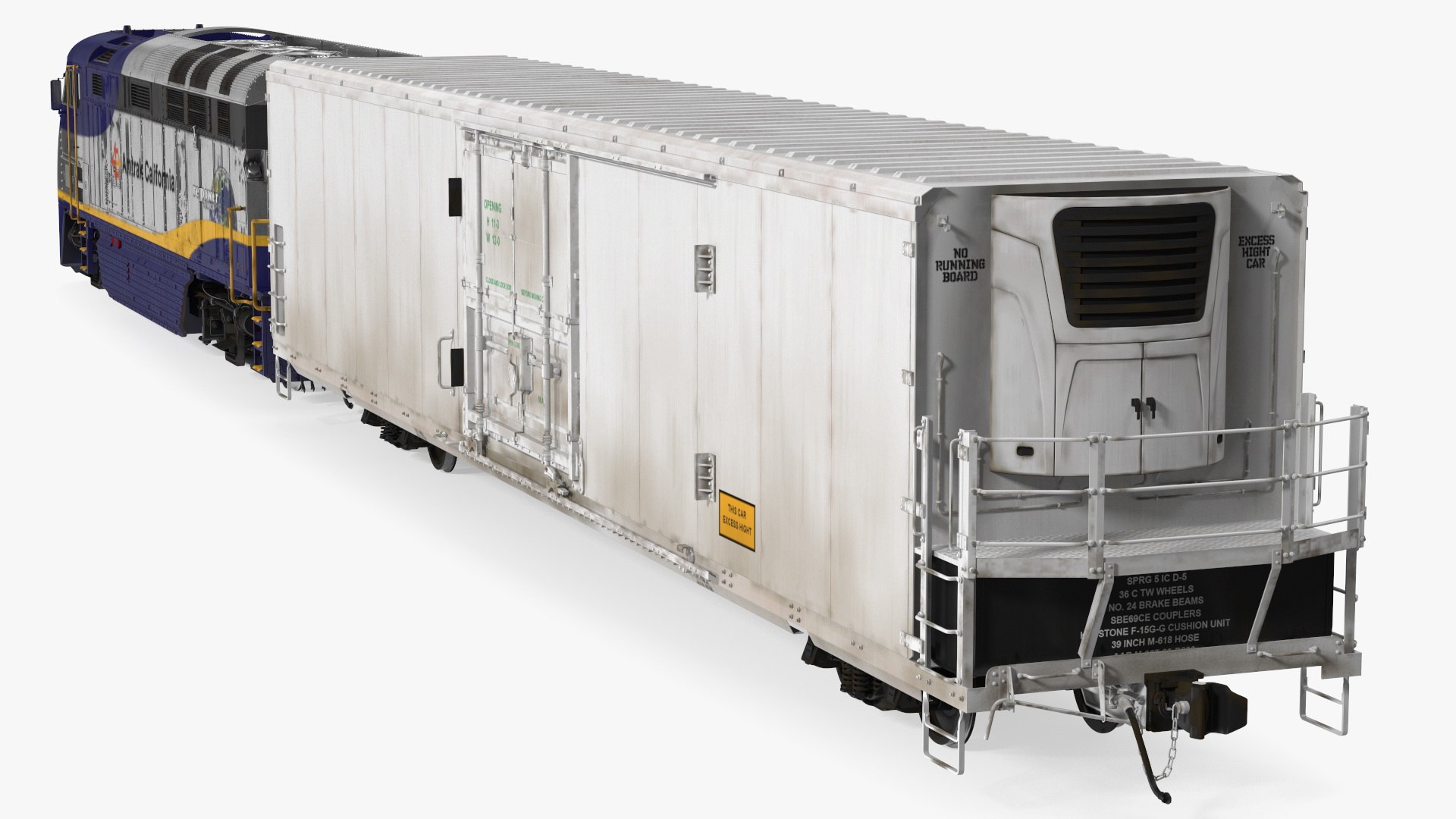 Diesel Electric Locomotive with Railroad Refrigerator Car 3D model ...