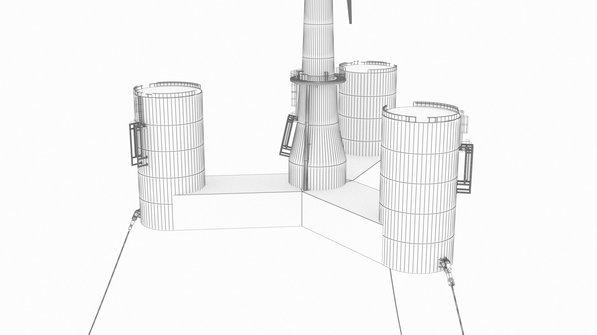 3D Model Floating Wind Turbine - Semi Sub Conrete - TurboSquid 2414001