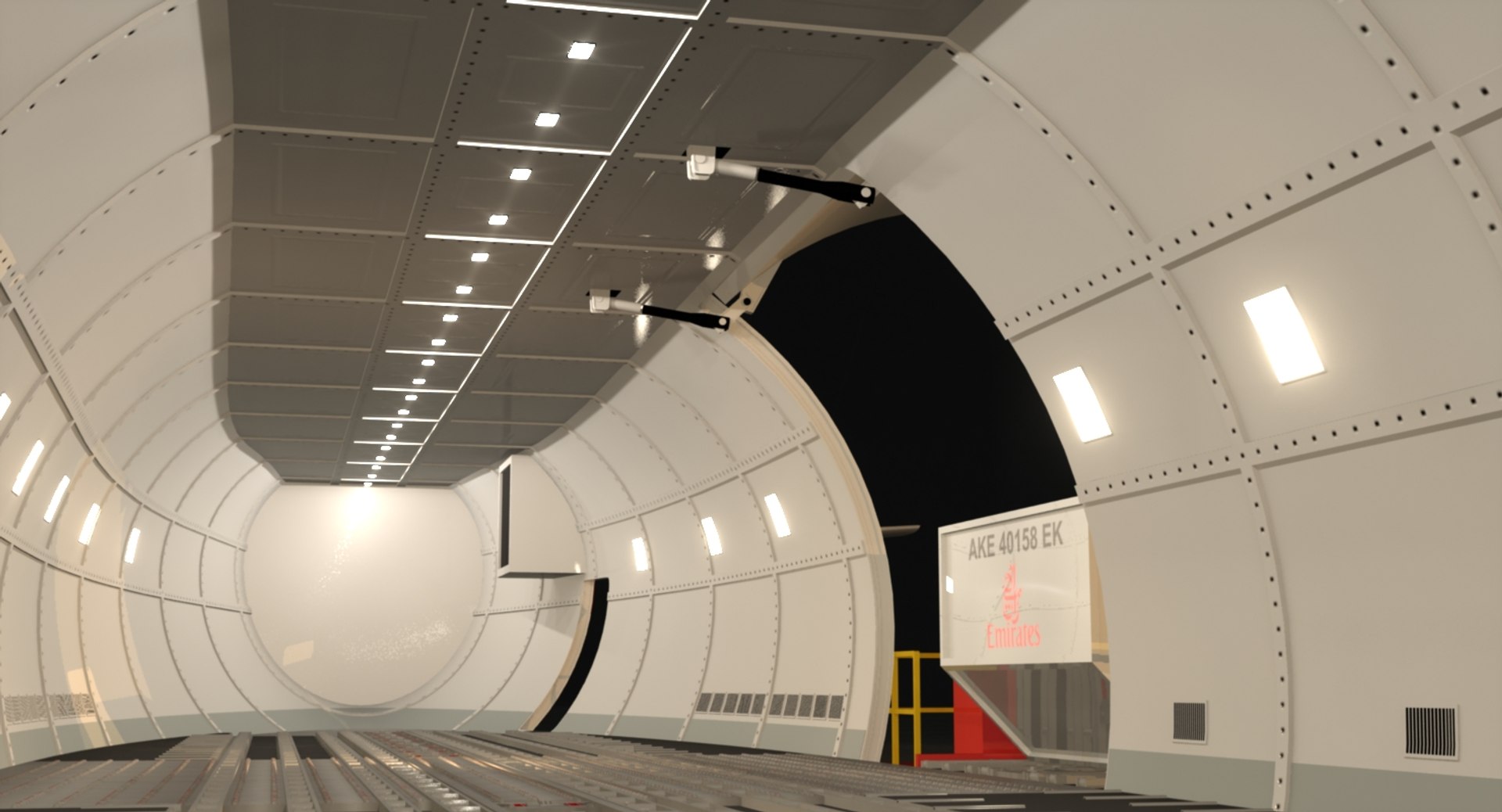 3d Model Scene Loading Operation Boeing 747-400