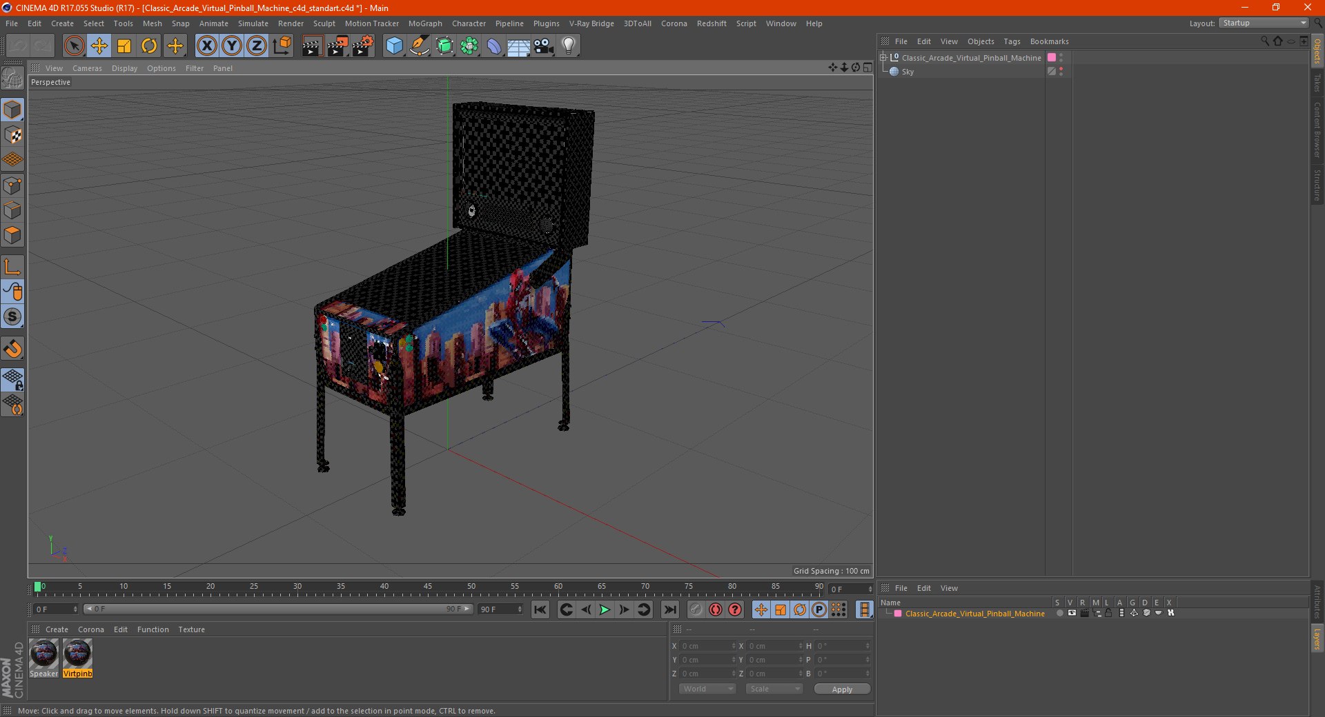 Classic Arcade Virtual Pinball Machine 3D - TurboSquid 1715632