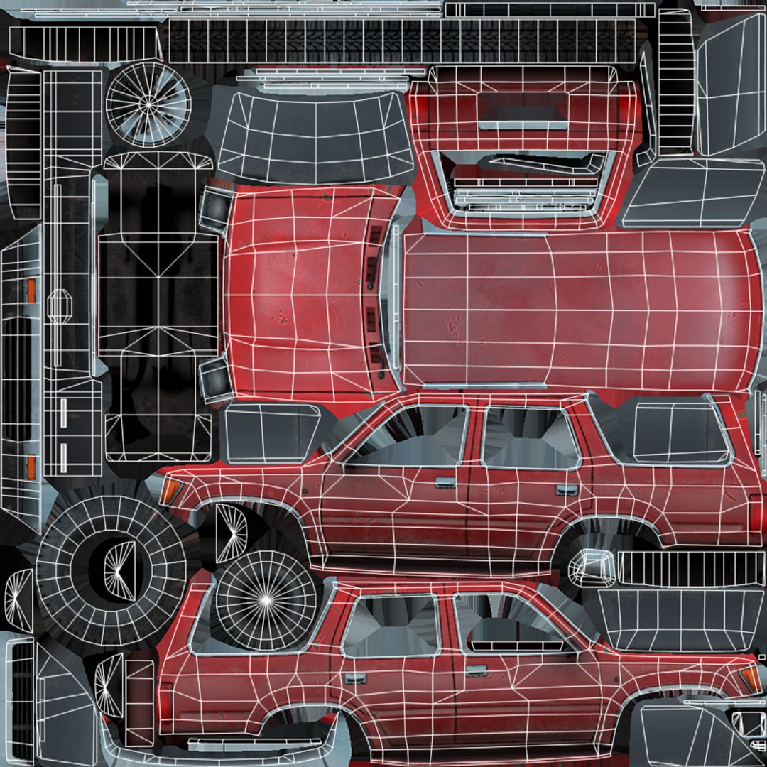 Old SUV Car -Red- - Low Poly Mobile Ready 3D Model - TurboSquid 2041178