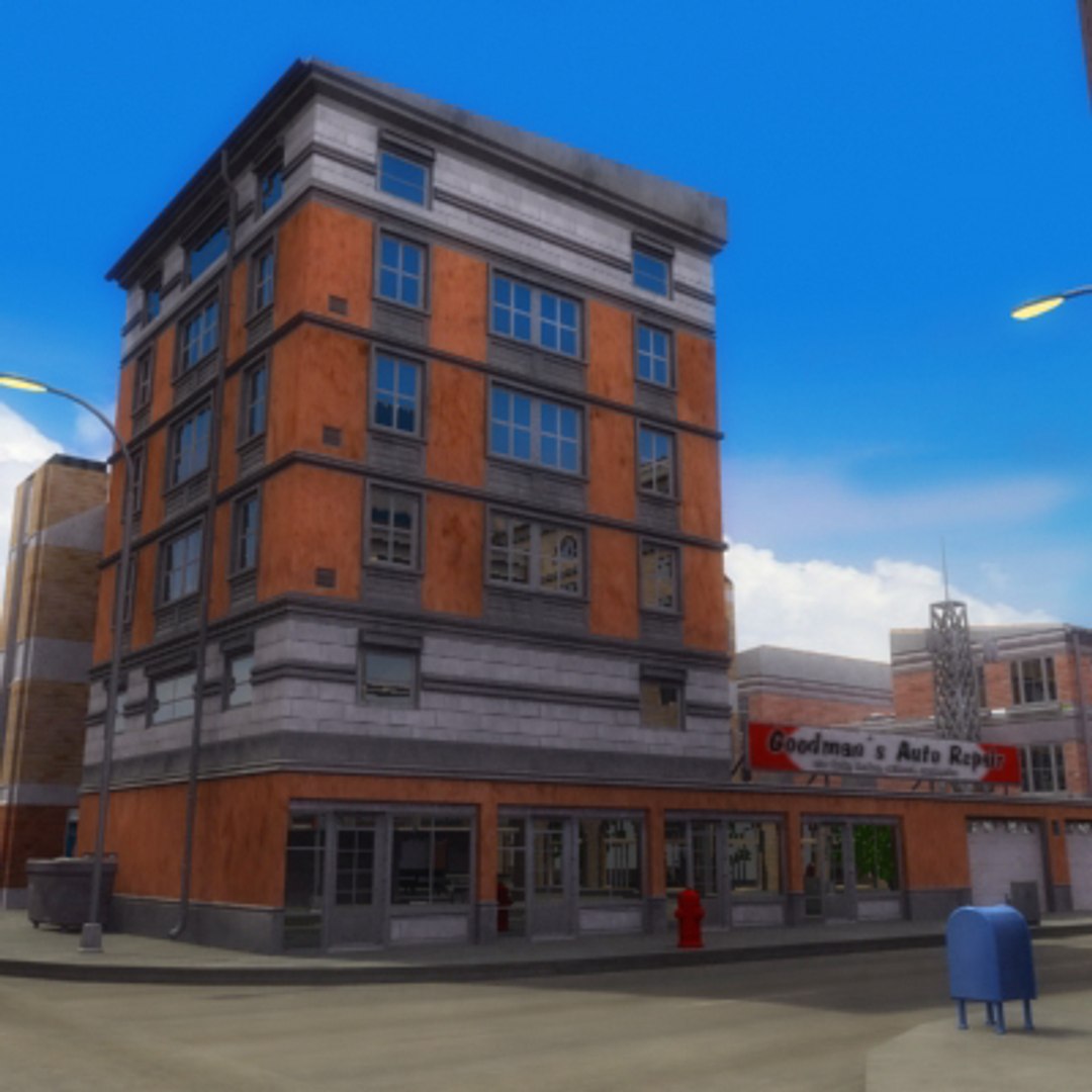 Modular City Block Buildings 3d Model