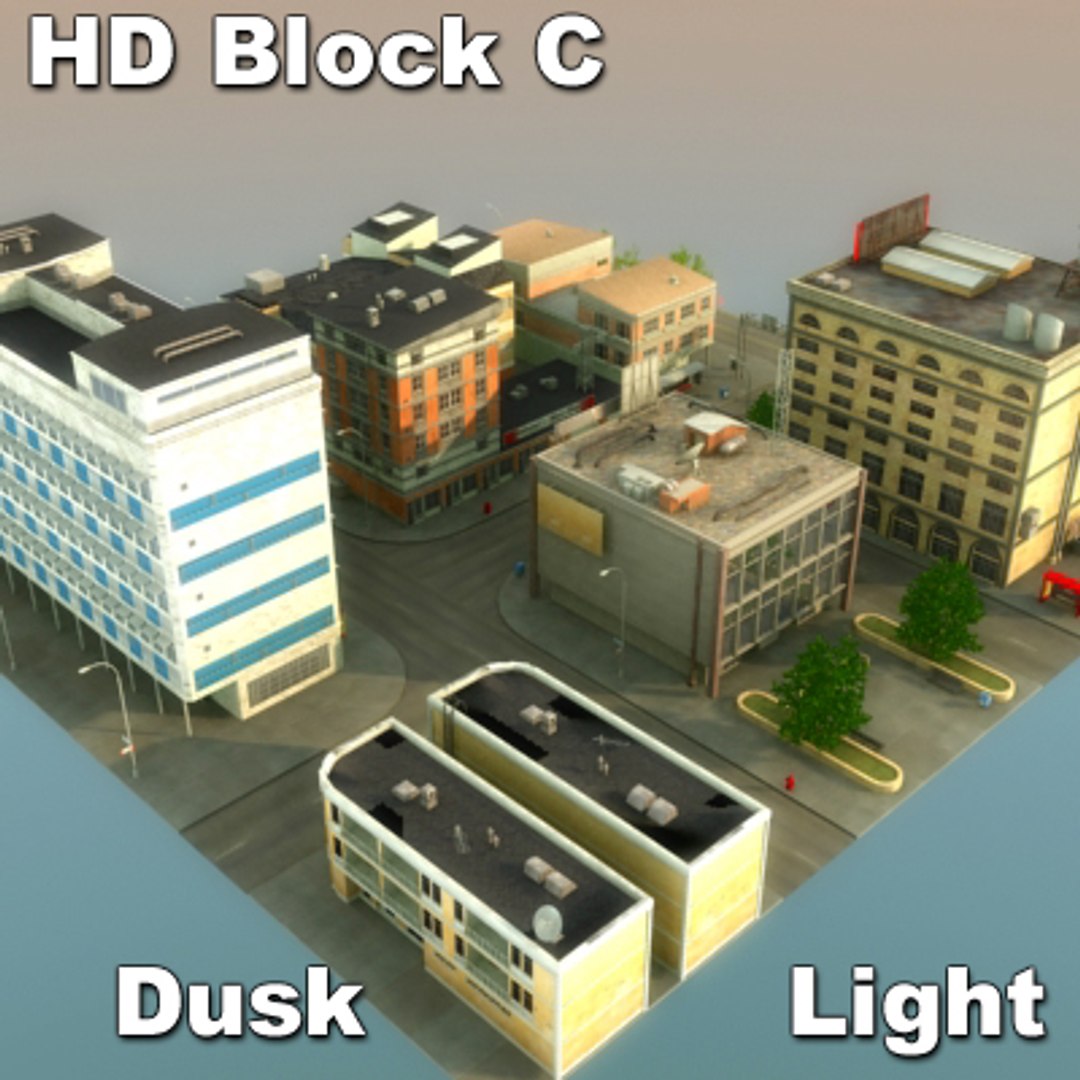 Modular City Block Buildings 3d Model